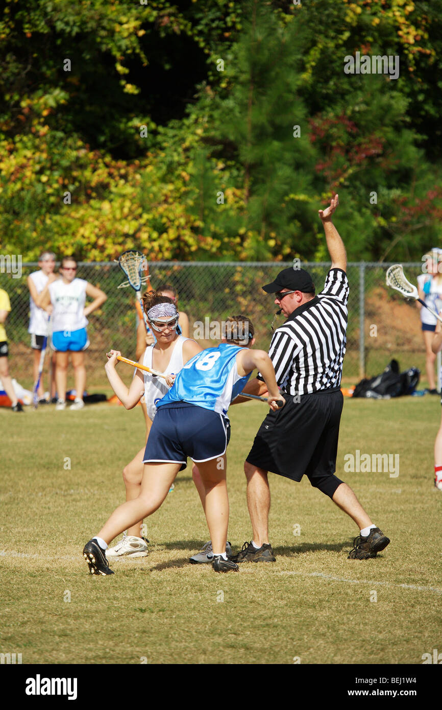 REFEREE STARTING A FACE OFF HIGH SCHOOL GIRLS LACROSSE KEVIN BENNETT ...