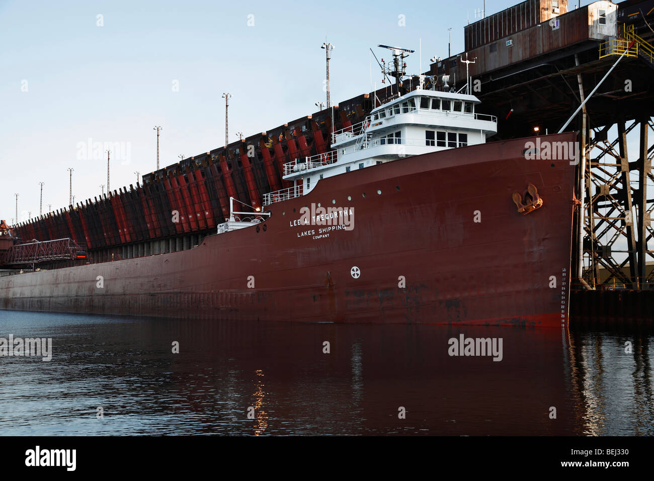 A ship at the Upper Harbor Ore Dock on Lake Superior in Marquette ...