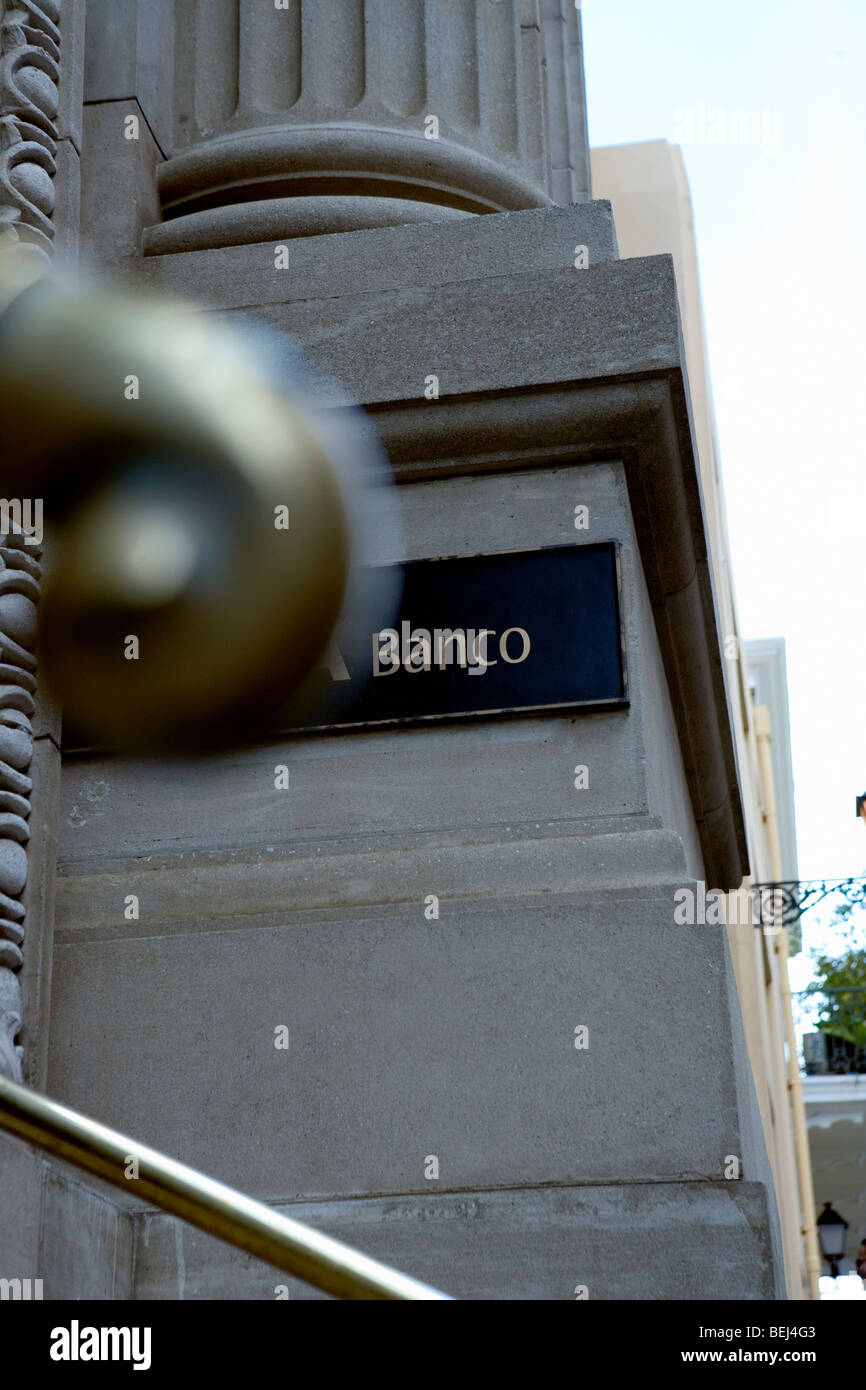 Bank sign, Spanish Stock Photo - Alamy