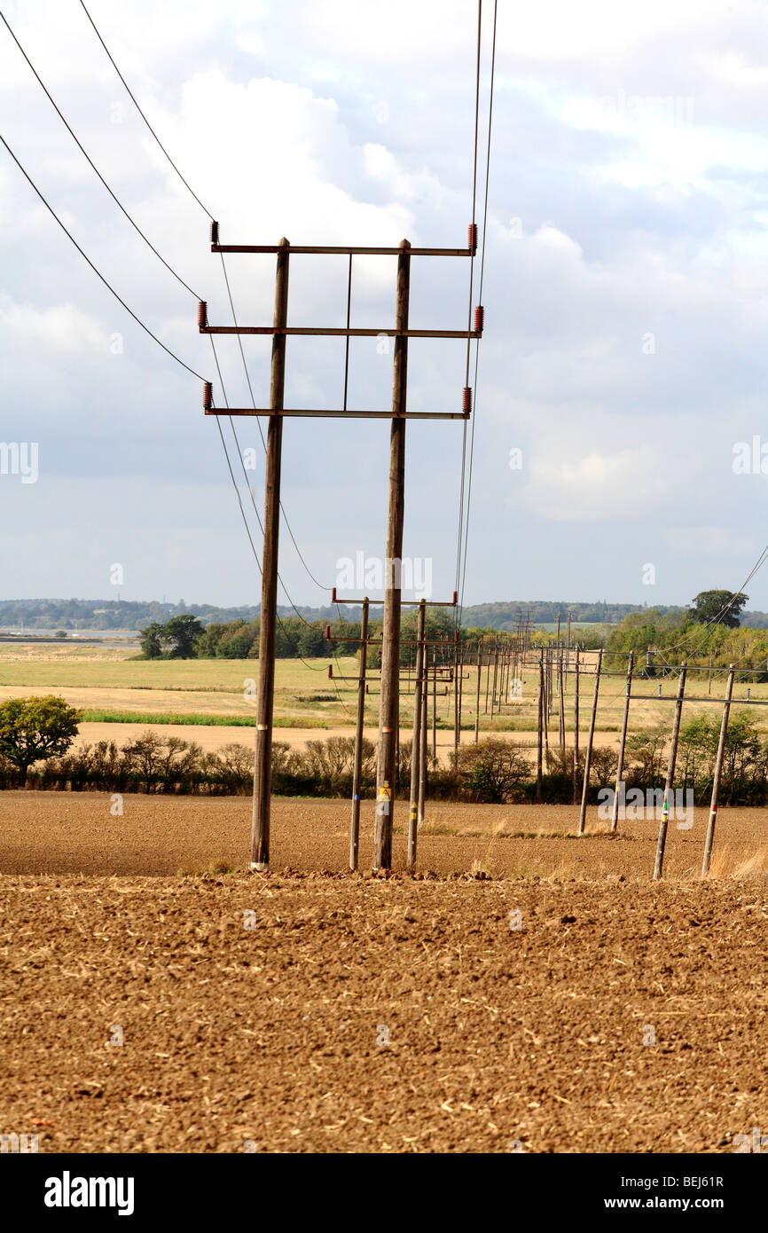 Line wooden poles hi-res stock photography and images - Alamy