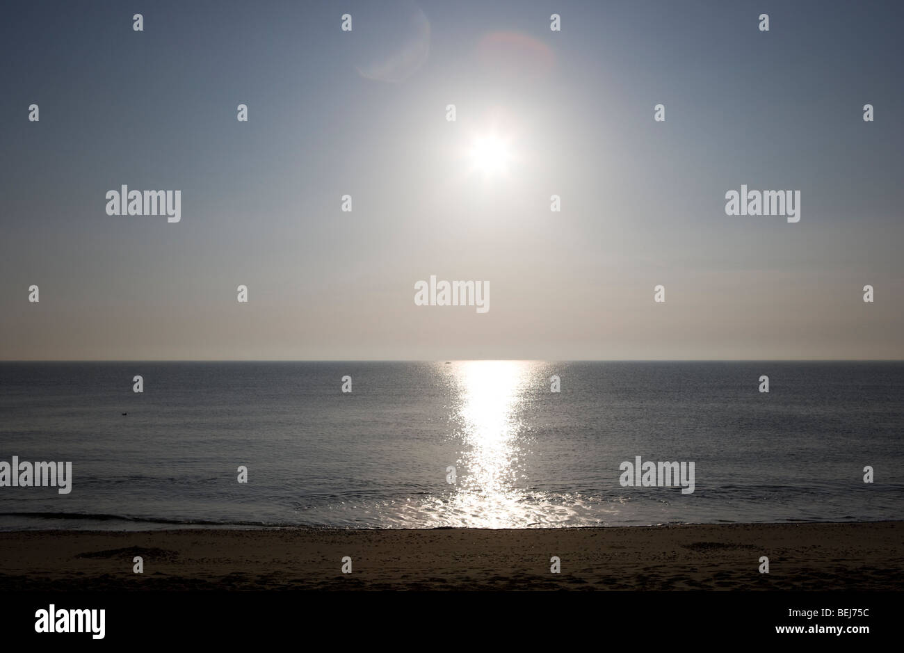Early morning sunrise over the north Sea Southwold Suffolk England ...