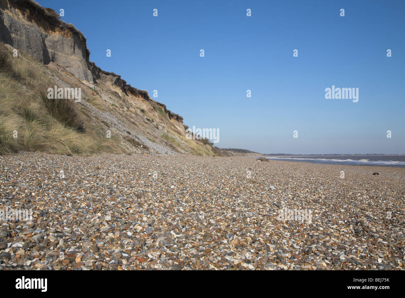 Dunwich beach and cliffs, North Sea coast, Suffolk, East Anglia ...