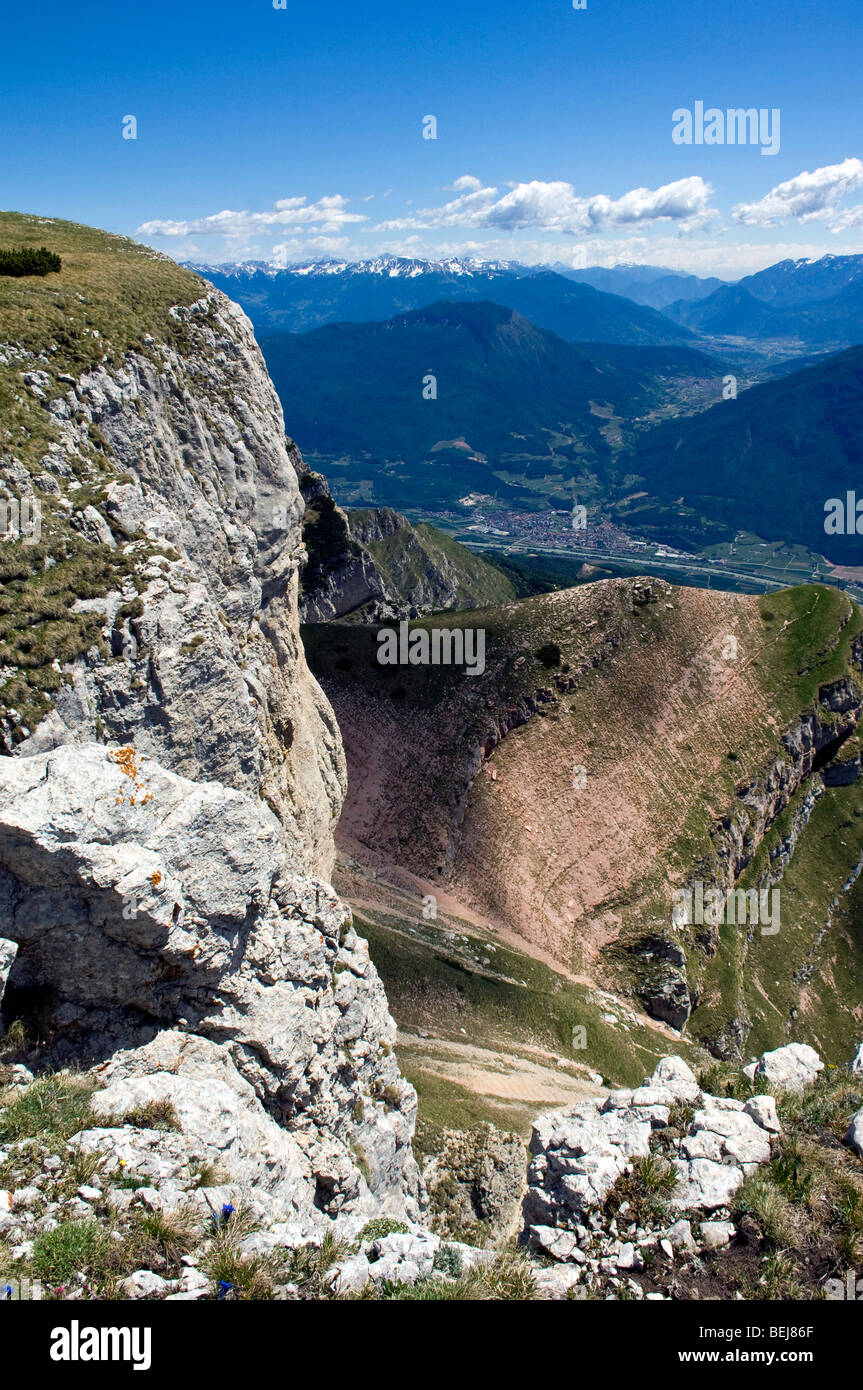 Cima verde and Dosso d'Abramo mountains, Bondone mountain, Trentino ...