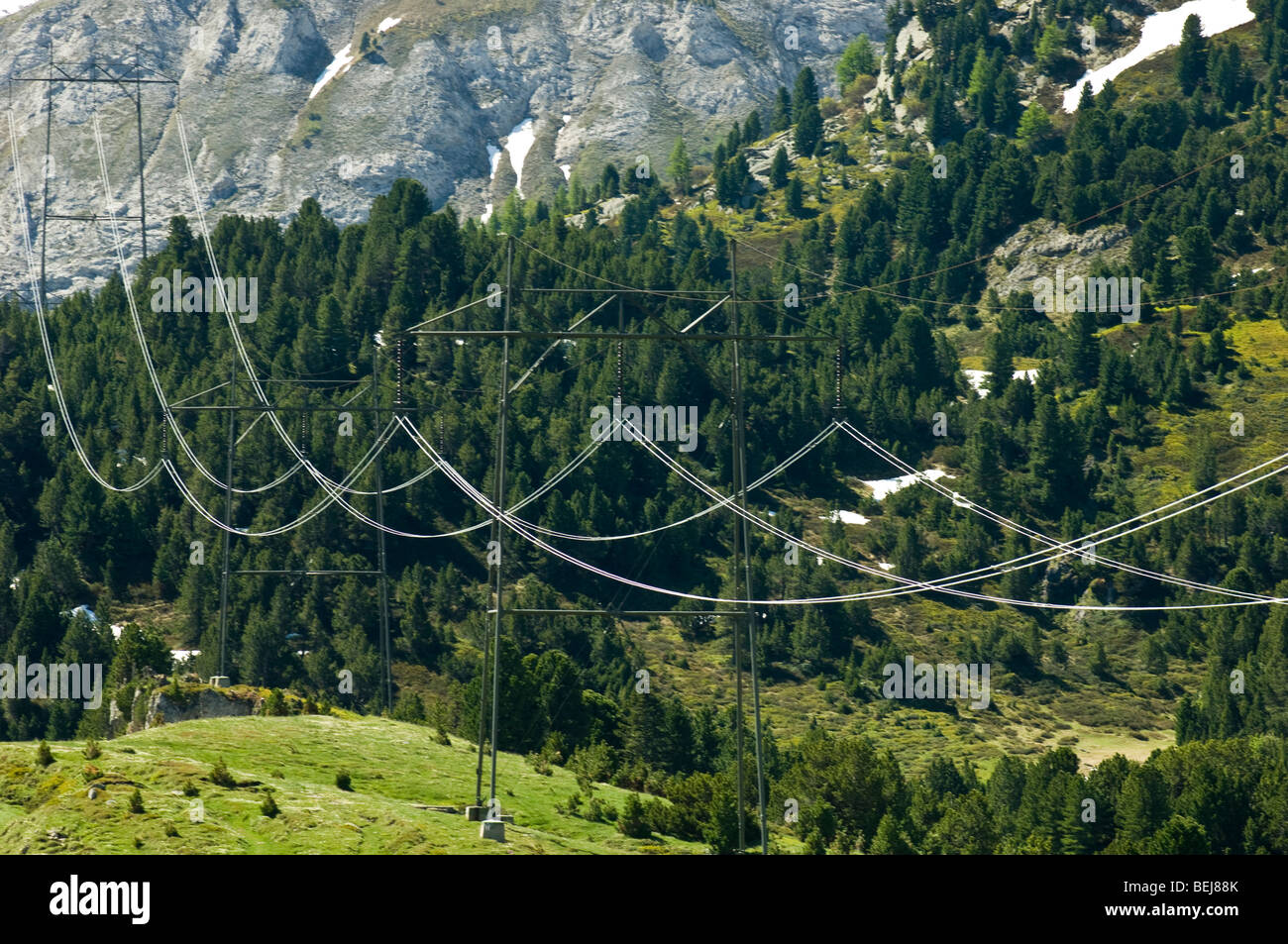 Power line, Lucomagno, Switzerland, Europe Stock Photo - Alamy