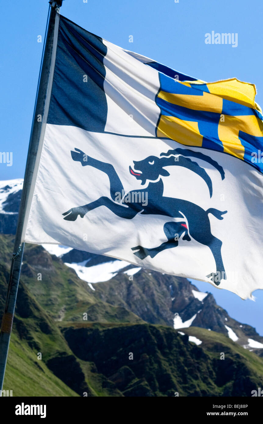 Graubunden flag, Lucomagno, Switzerland, Europe Stock Photo - Alamy