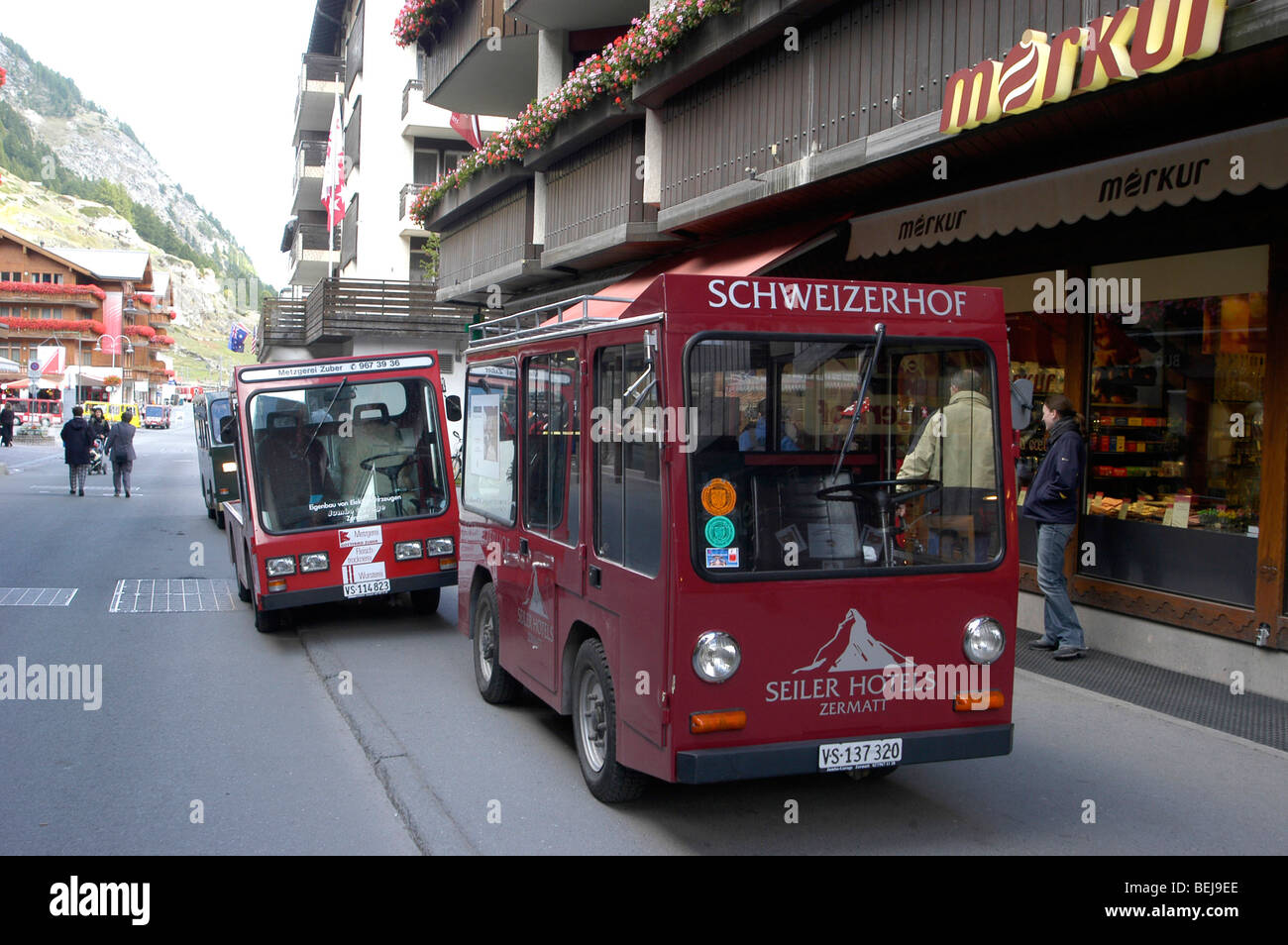 Shuttle bus, Zermatt, Kanton Wallis, Switzerland, Europe Stock Photo ...