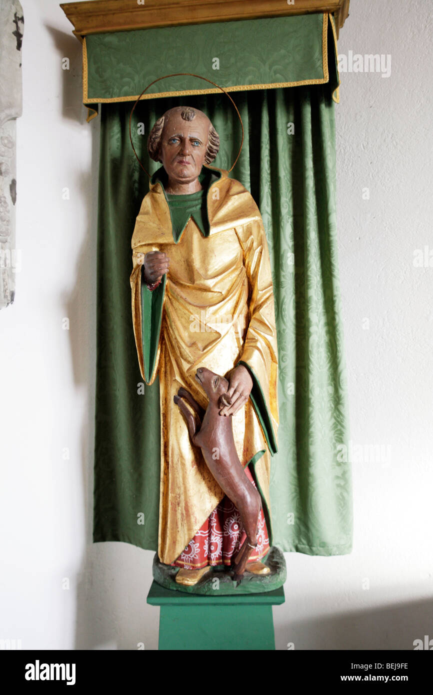 A painted statue depicting Saint Giles, St Giles Church, Houghton St ...