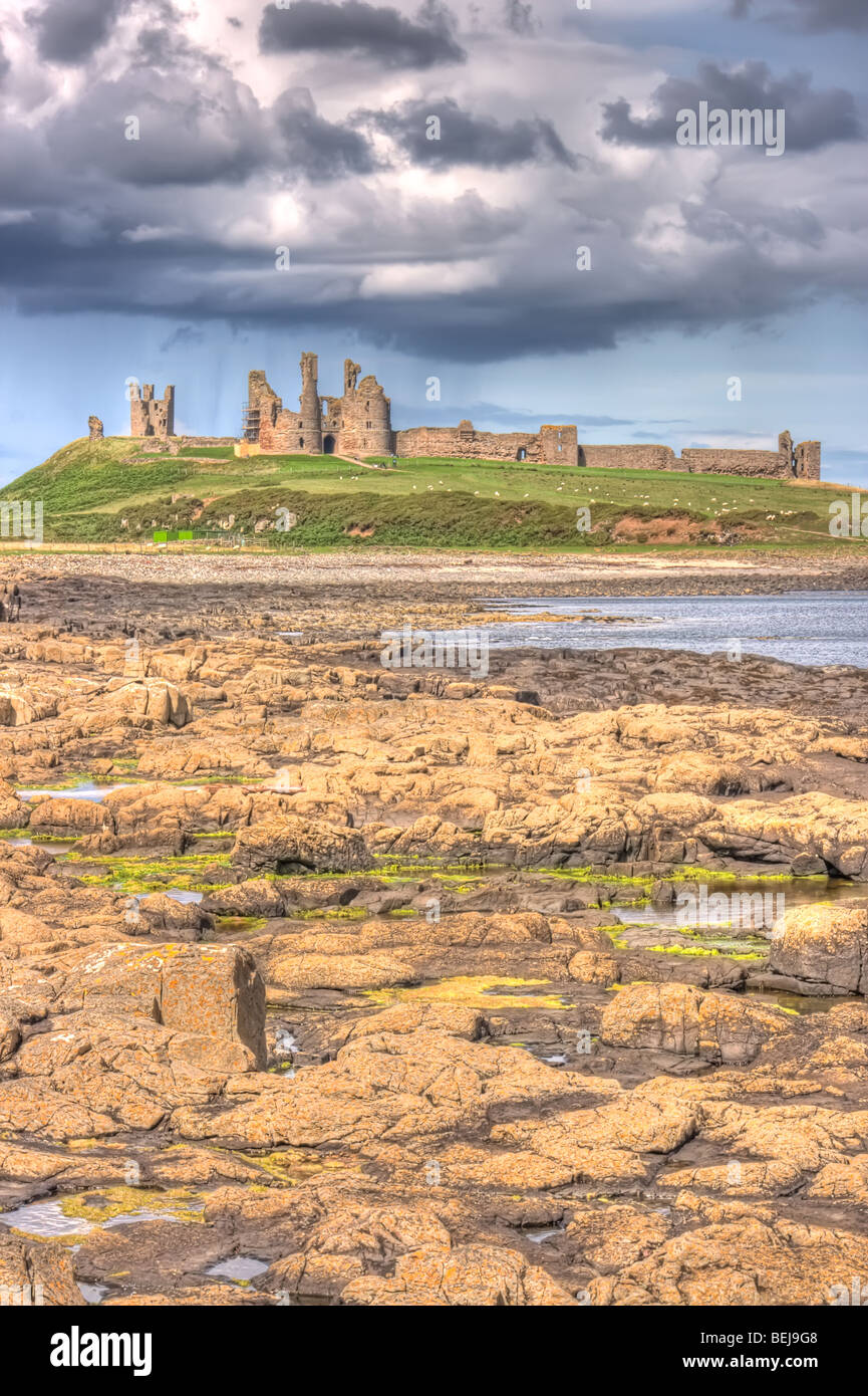 HDR image of Dunstanburgh Castle Stock Photo - Alamy