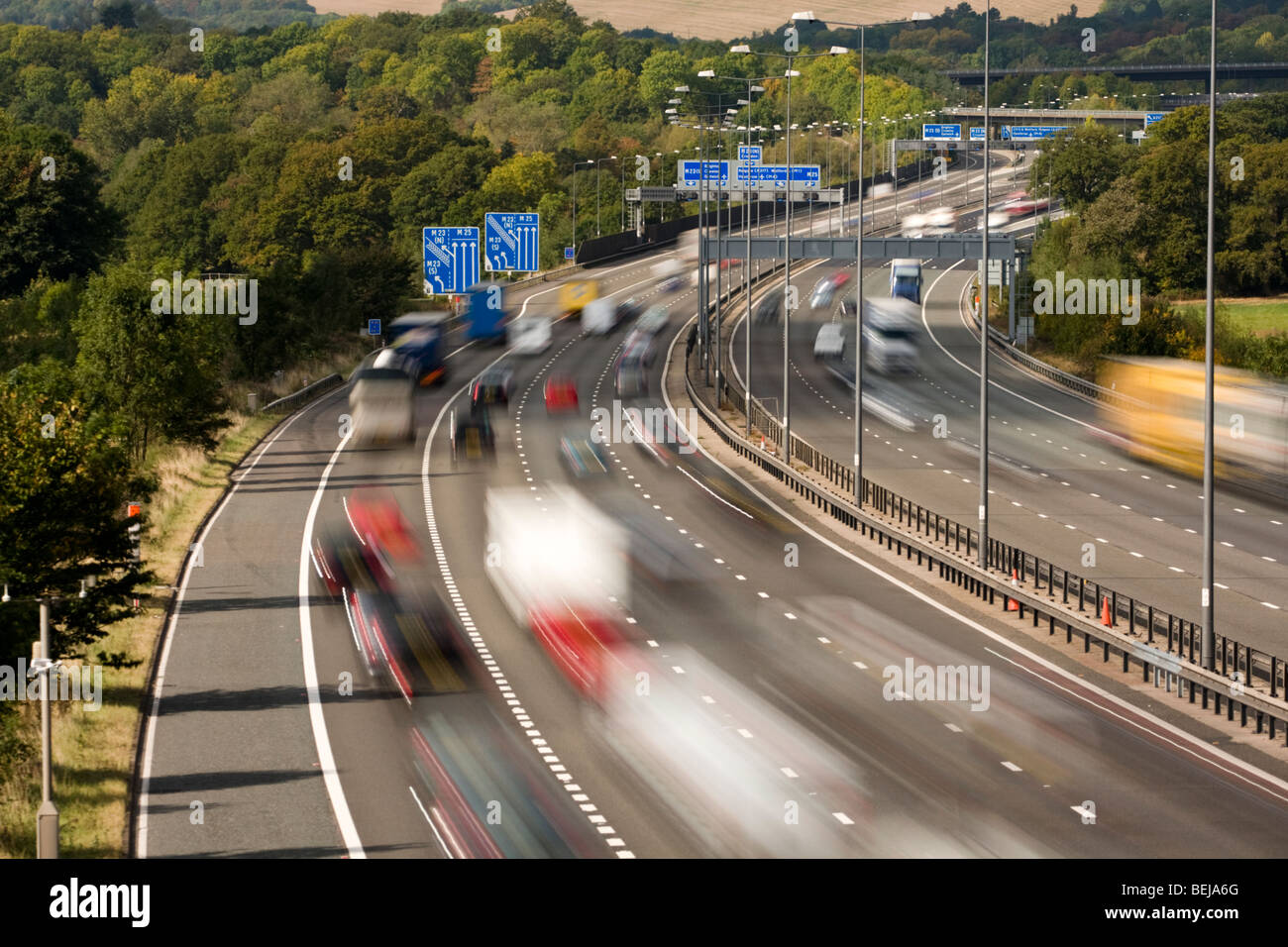 M25 motorway Junction 7 Surrey England Stock Photo - Alamy