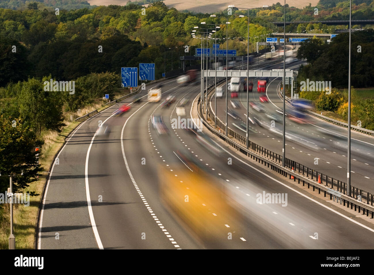M25 motorway Junction 7 Surrey England Stock Photo - Alamy