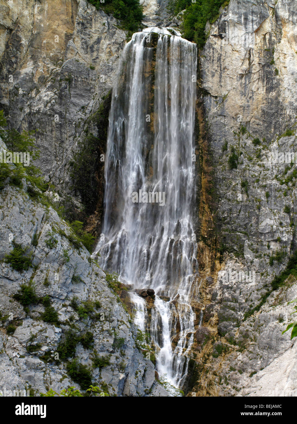 Slap Boka waterfall in the Soca valley in between Bovec and Kobarid in ...