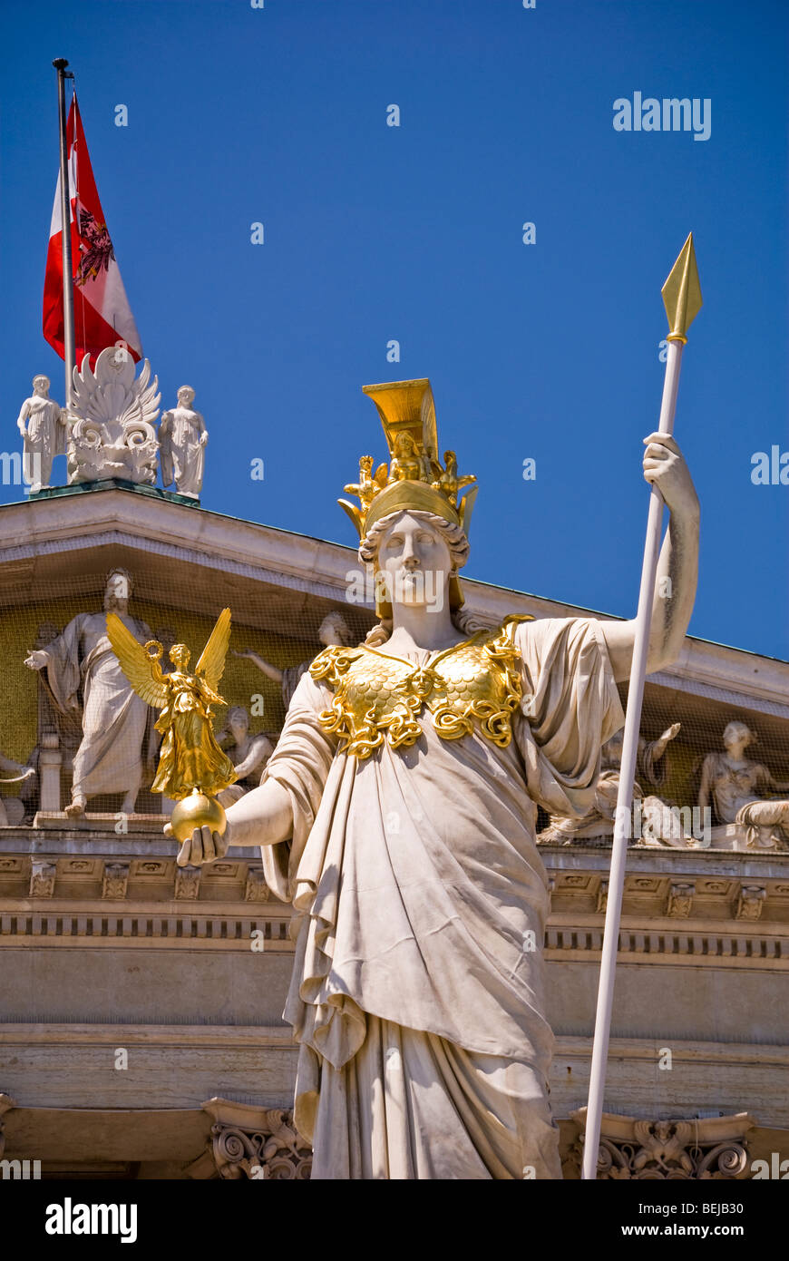 Statue of Athena outside Vienna parliament building, Austria Stock ...