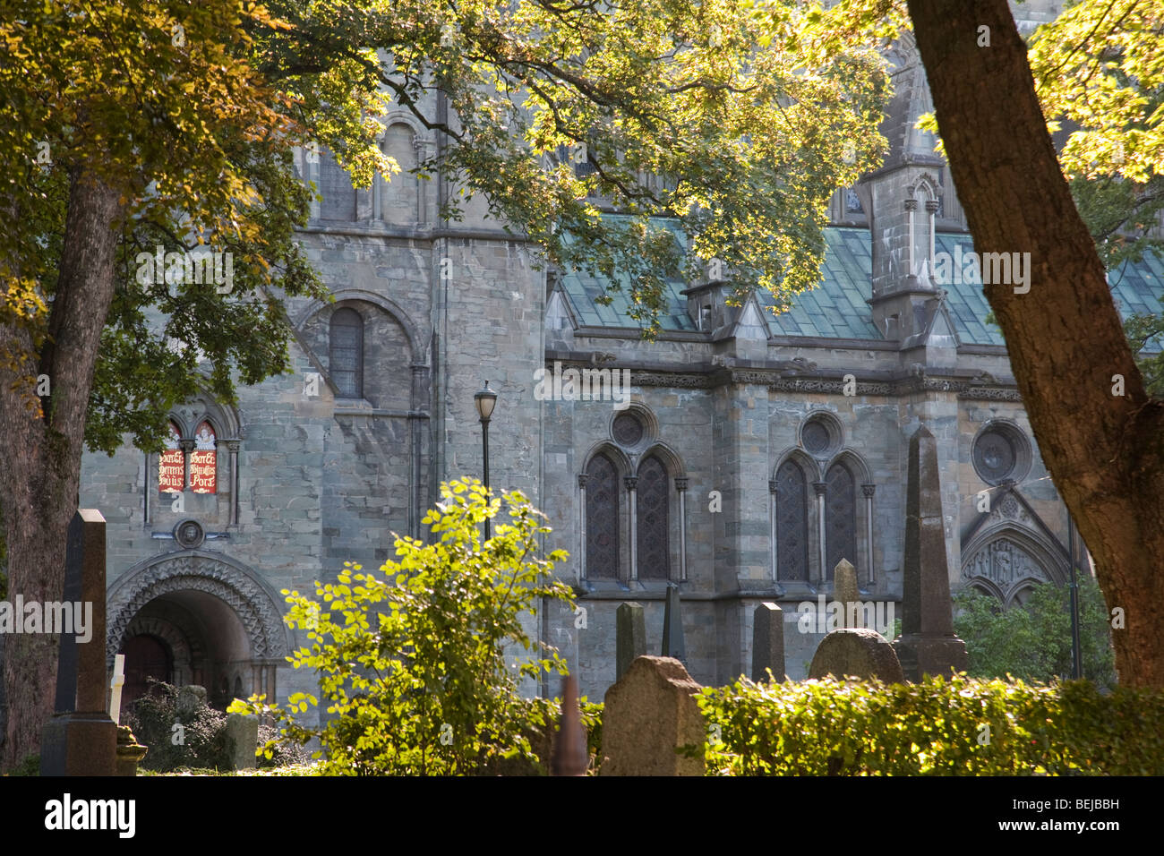 Norway View of Trondheim iconic cathedral Nidaros medieval cathedral ...