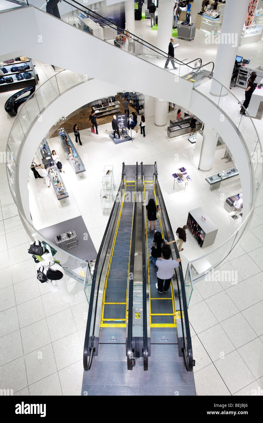 Looking down in the interior of a shopping mall in Vancouver Stock ...