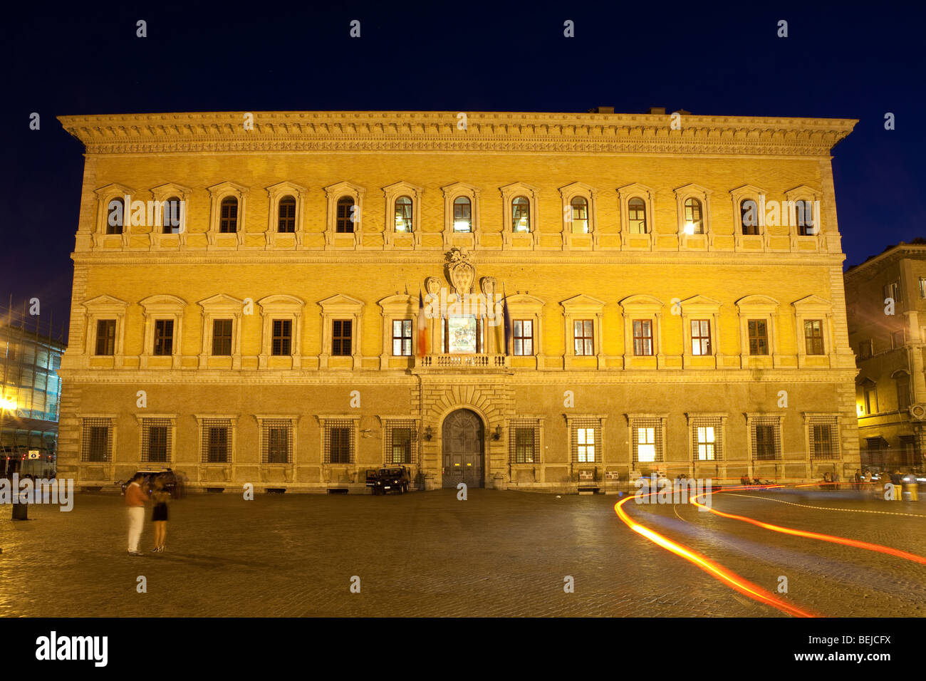 Farnese Palace, French Embassy, Farnese square, Rome, Italy Stock Photo ...