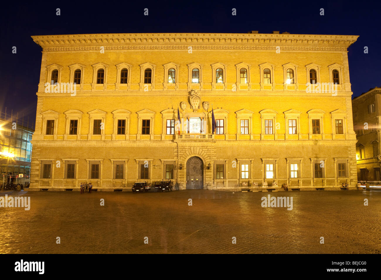 Farnese Palace, French Embassy, Farnese square, Rome, Italy Stock Photo ...