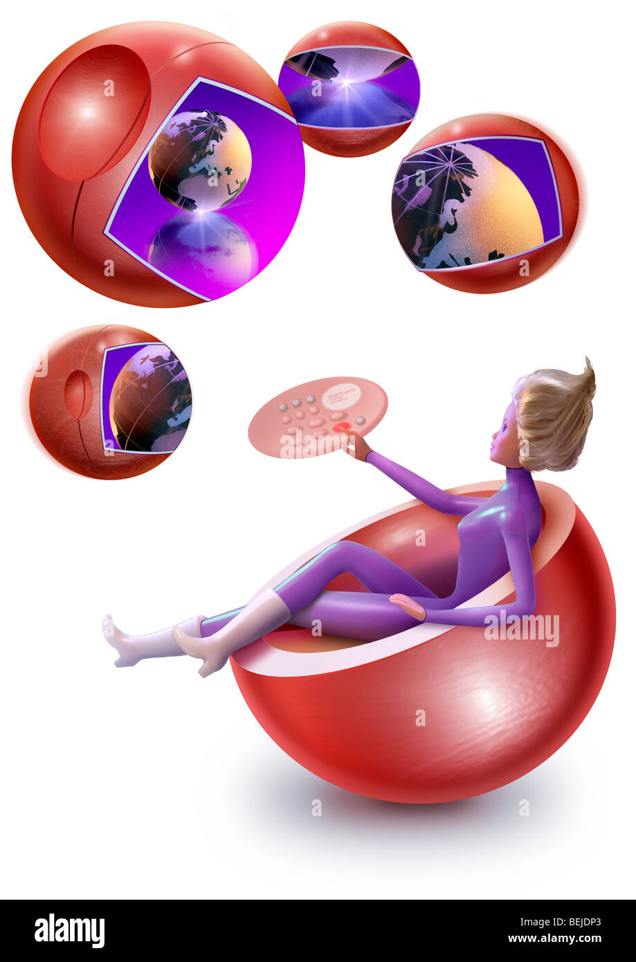 Girl with remote control Cut Out Stock Images & Pictures - Alamy