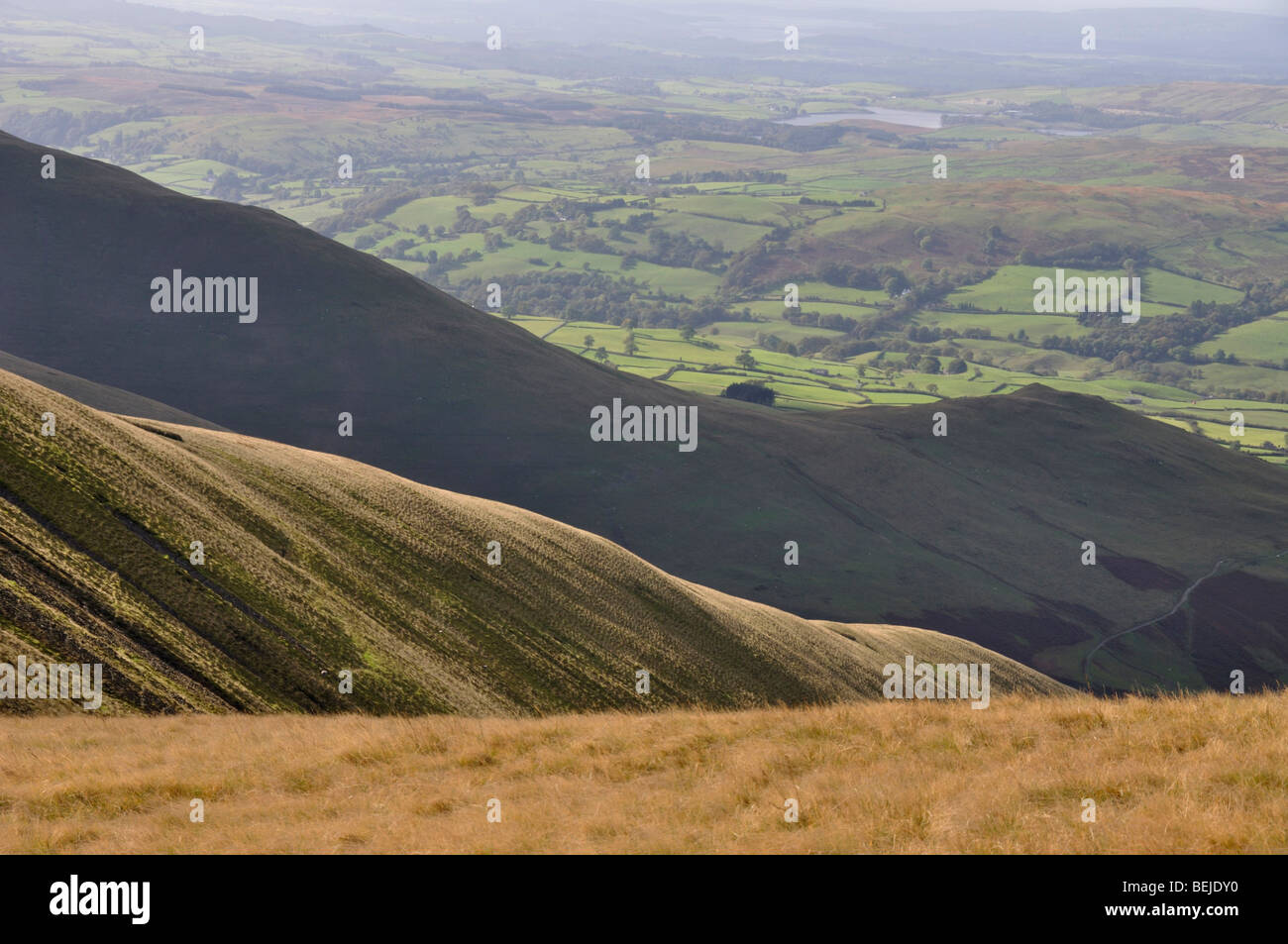 View west from Brant fell, Howgill fells, Cumbria, England Stock Photo ...