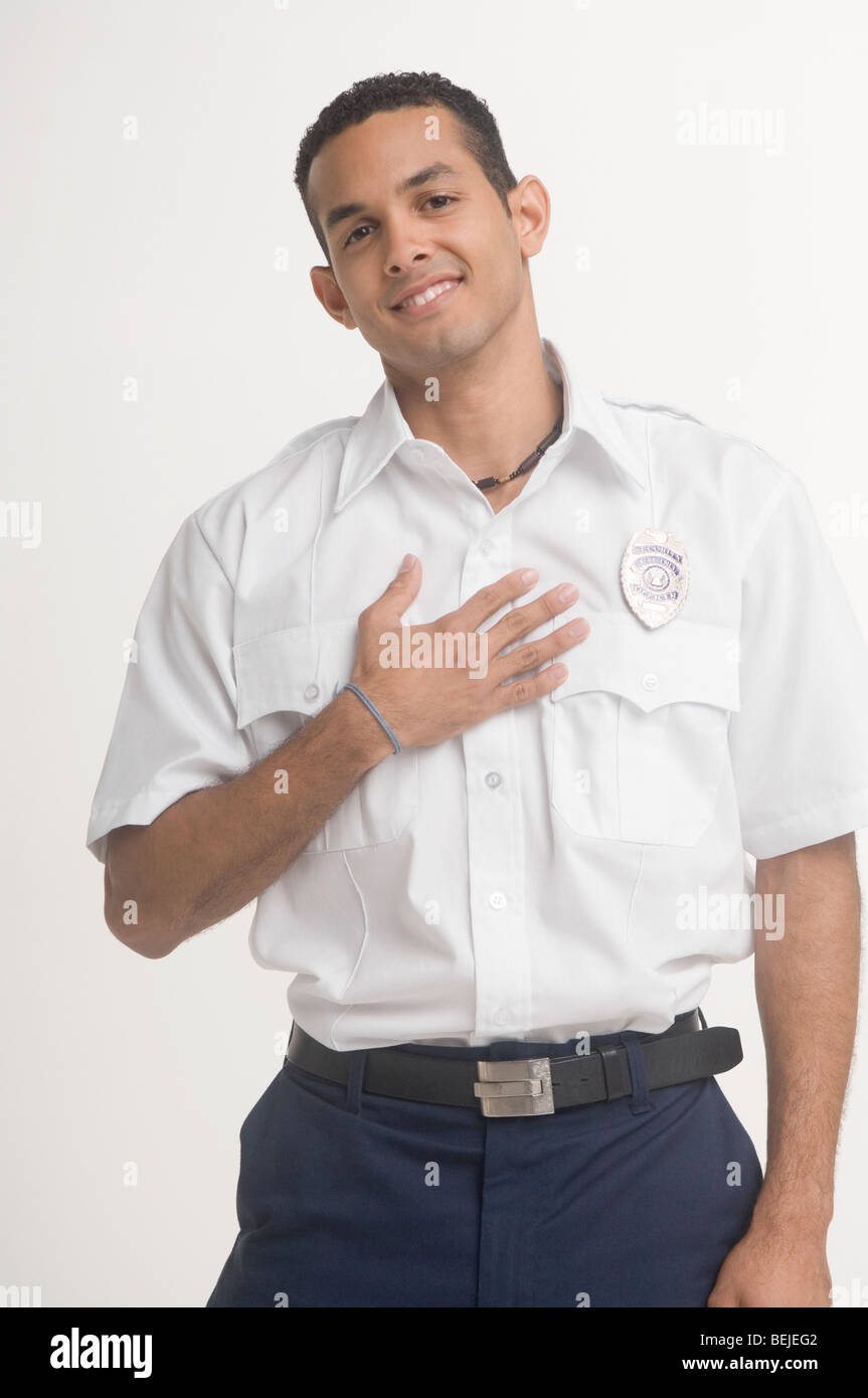 Portrait of security guard Stock Photo - Alamy