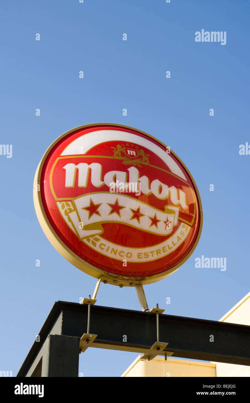 Mahou Beer Advertising Sign Stock Photo - Alamy