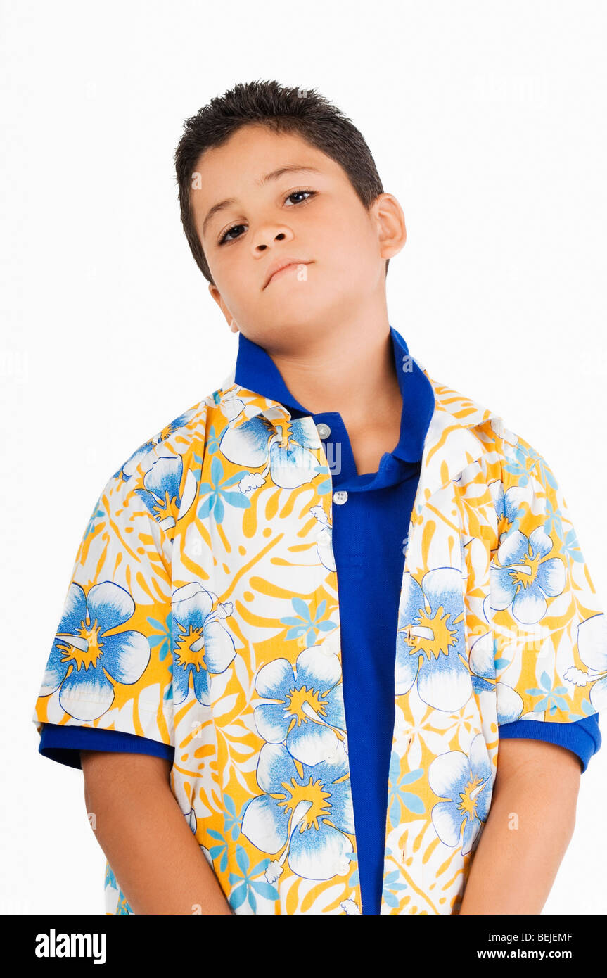 Portrait of a boy looking serious Stock Photo - Alamy