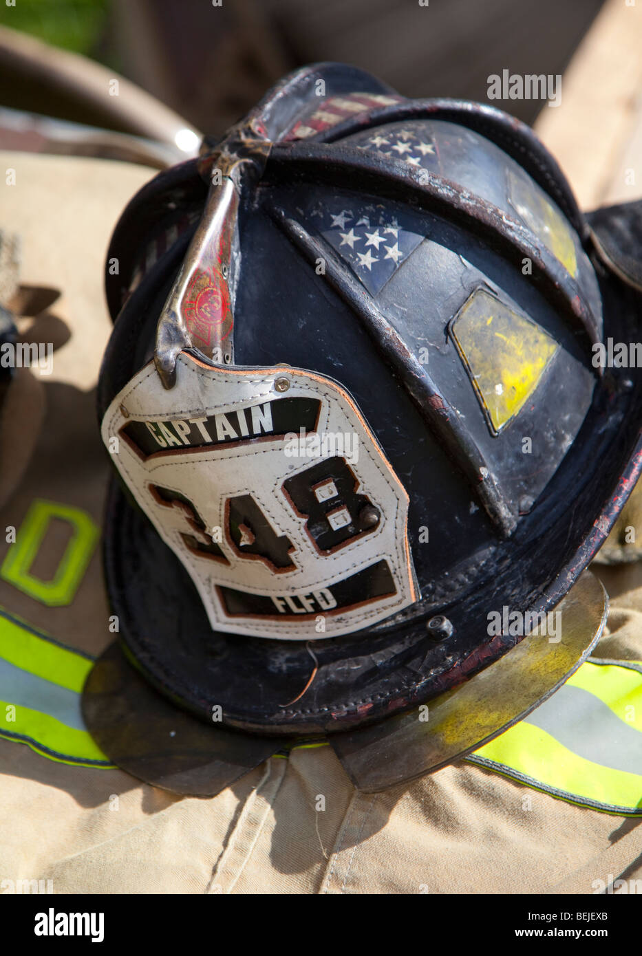 Captain of the fire department's helmet Stock Photo - Alamy