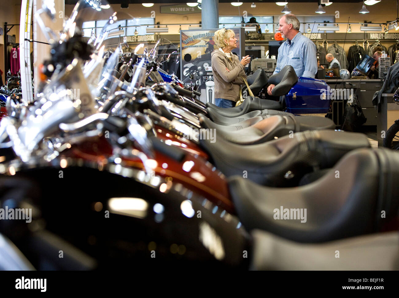 Harley-Davidson Motorcycles on display at a suburban Maryland ...