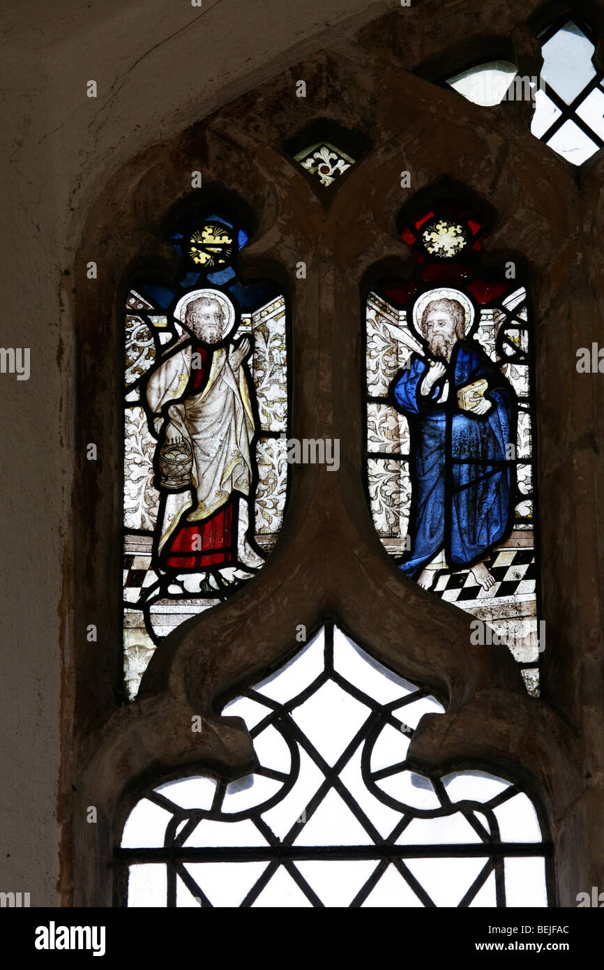 Detail of a 15th century medieval stained glass window depicting St ...