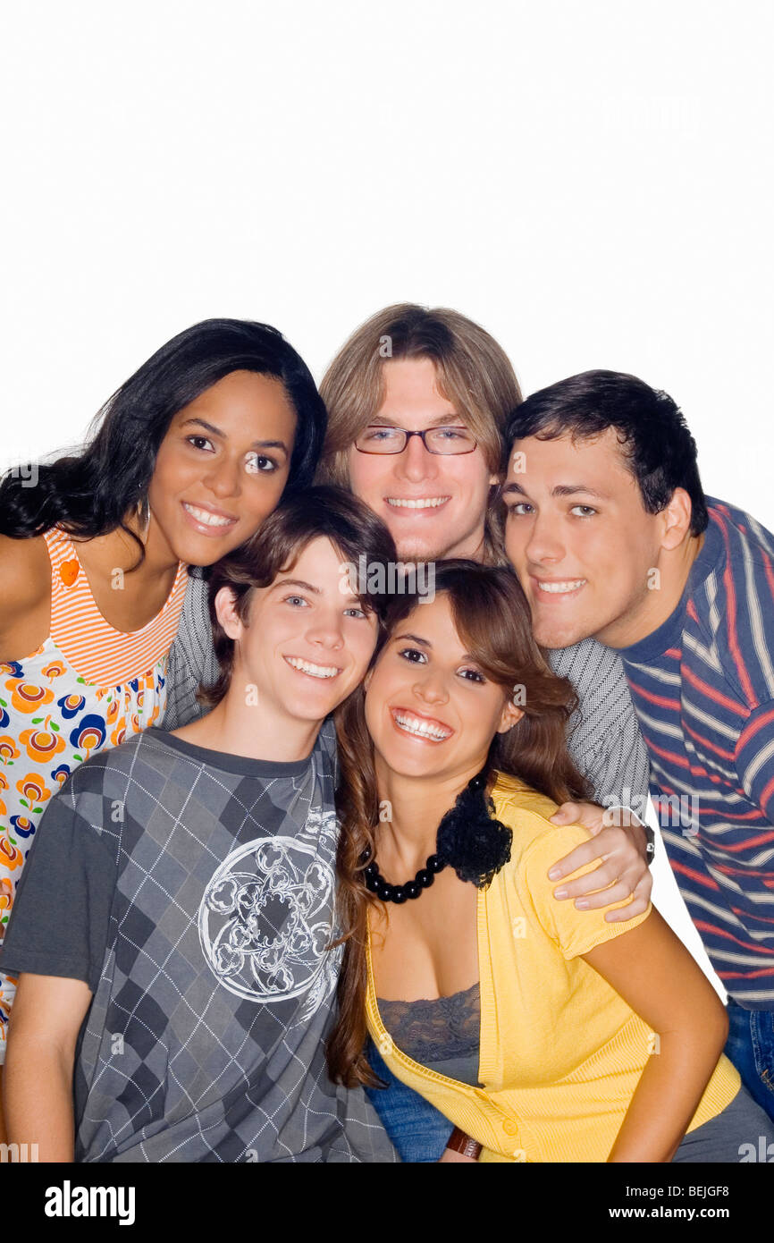Portrait of a group of friends smiling Stock Photo - Alamy