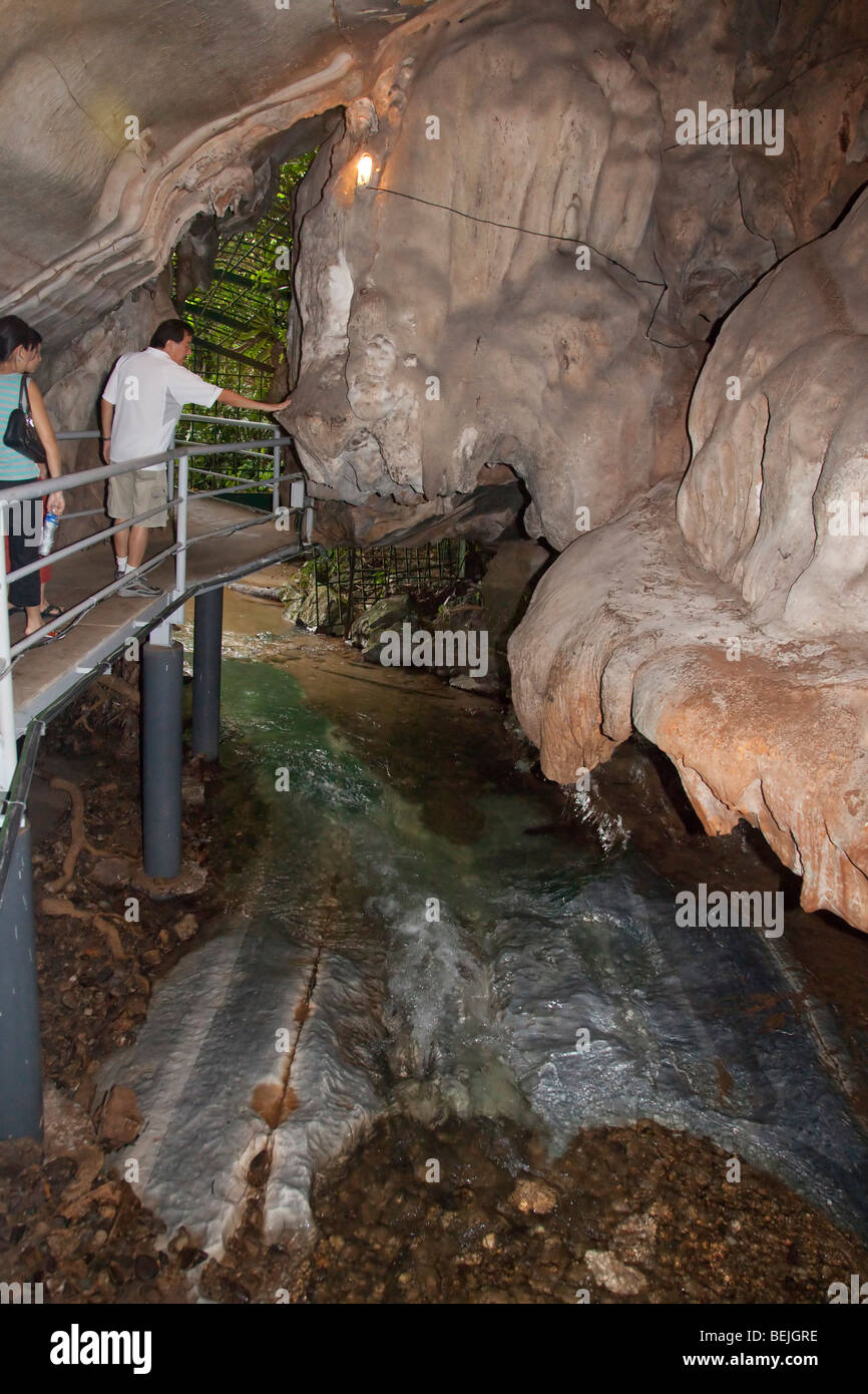 Gua Tempurung cave interior showing tourists admiring the ground marble ...