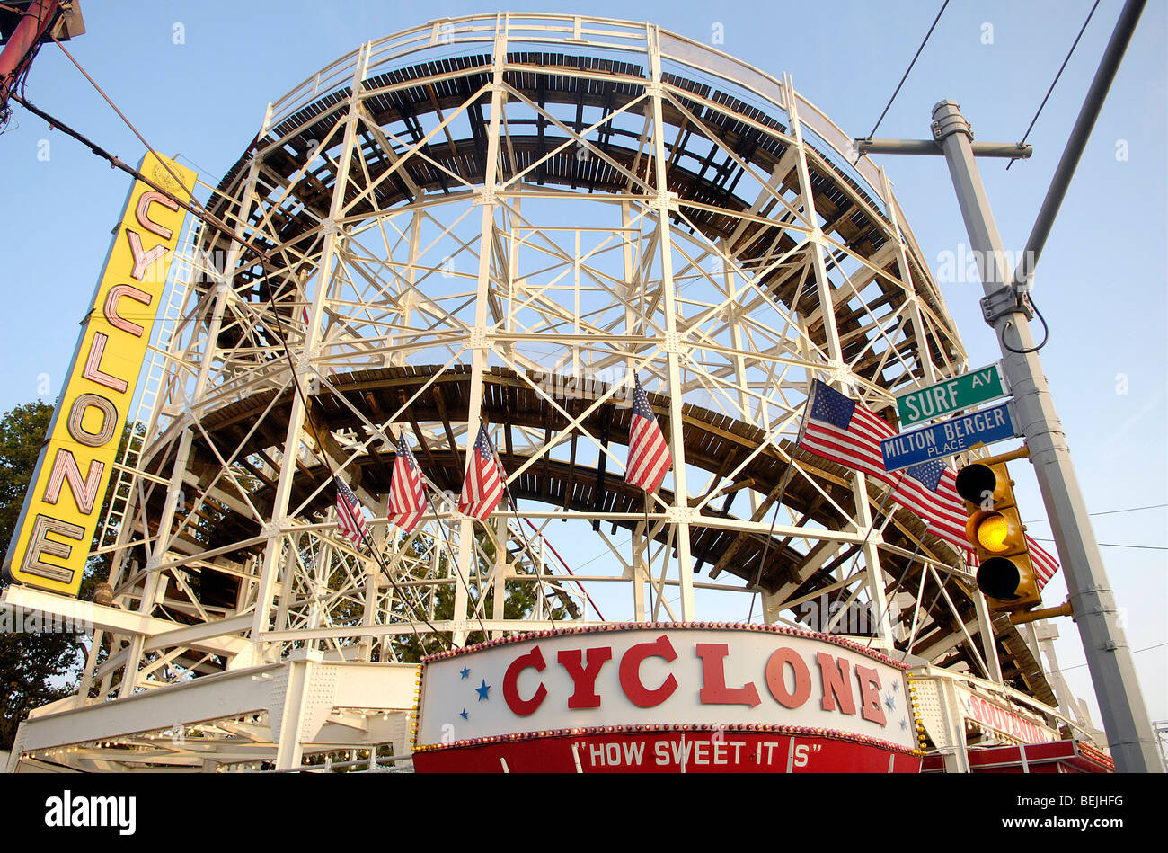 Amusement ride cyclone amusement park ride coney island hi-res stock ...
