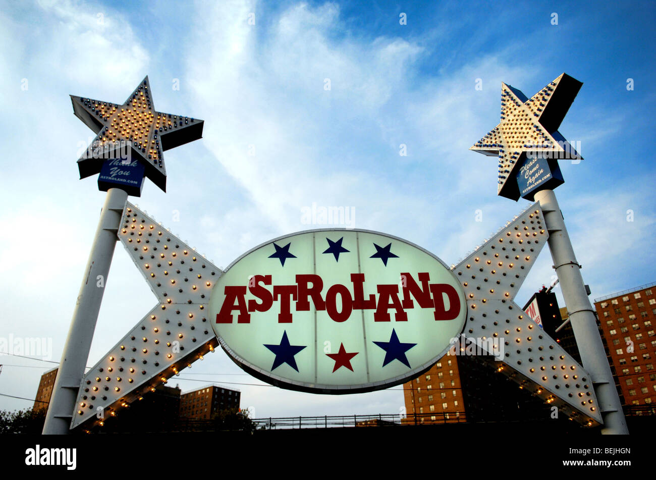 Iconic sign at the entrance to Astroland amusement park on the ...