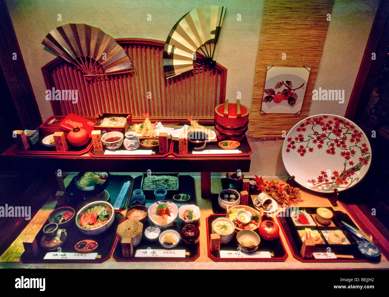 Plastic food display in restaurant window, Kyoto, Japan Stock Photo - Alamy