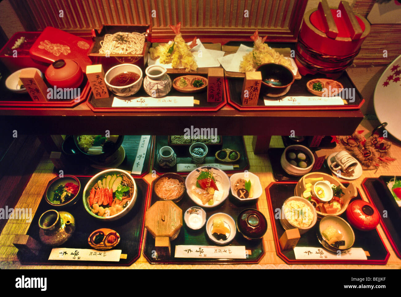 Plastic food display in restaurant window, Kamakura, Japan Stock Photo ...