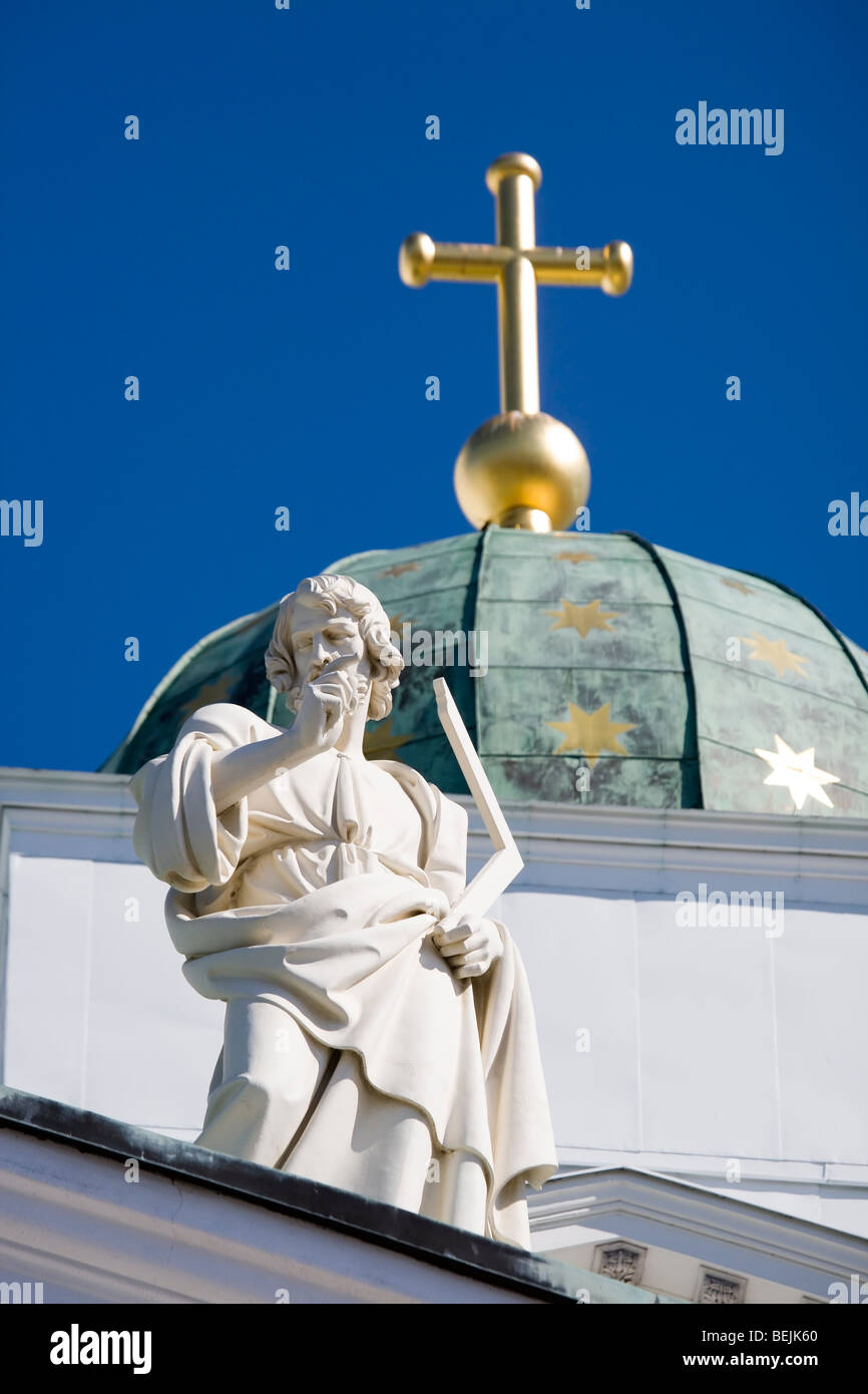 Statue of apostle Thomas in Tuomiokirkko Cathedral Helsinki Finland ...