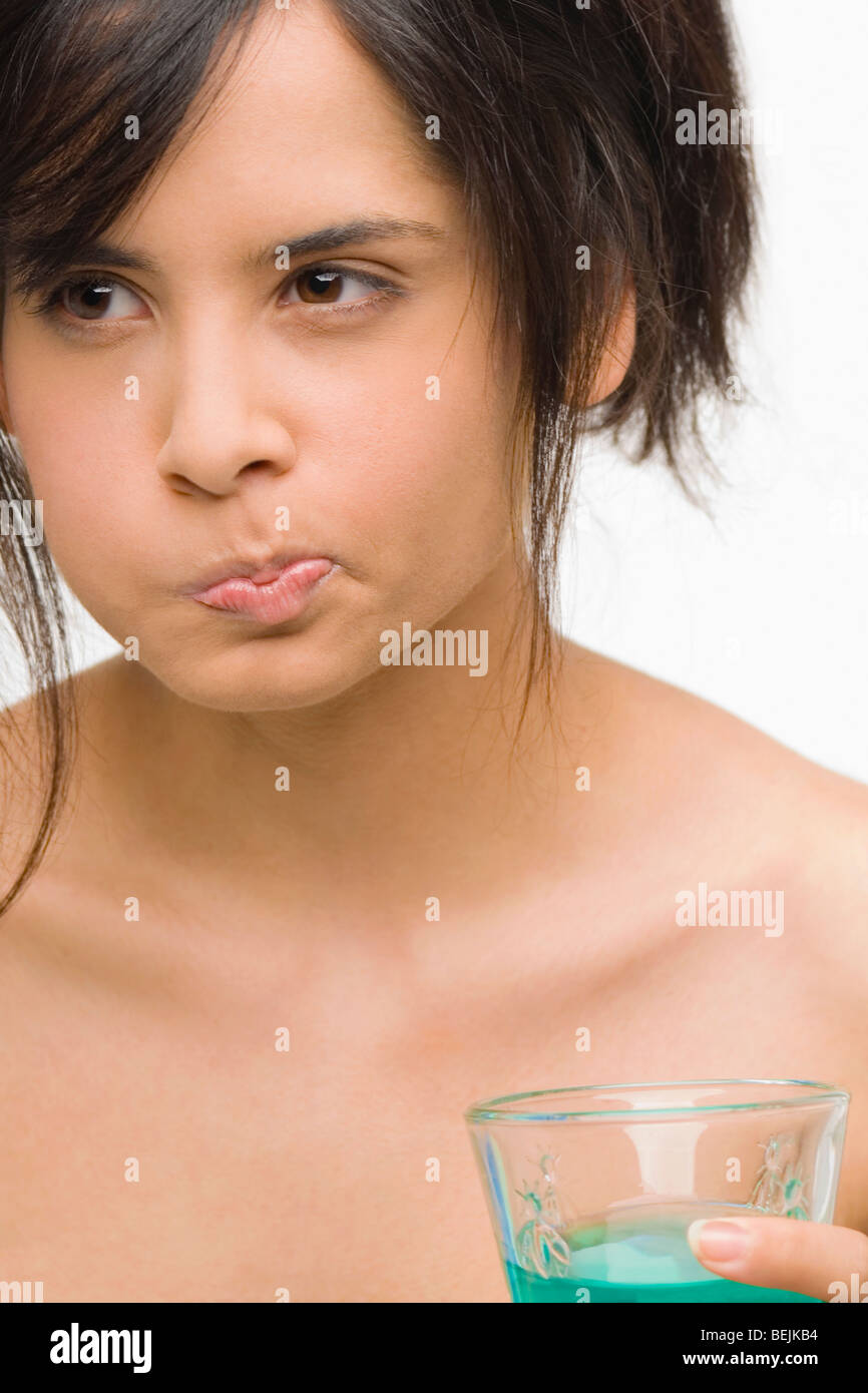 Gargling woman hi-res stock photography and images - Alamy