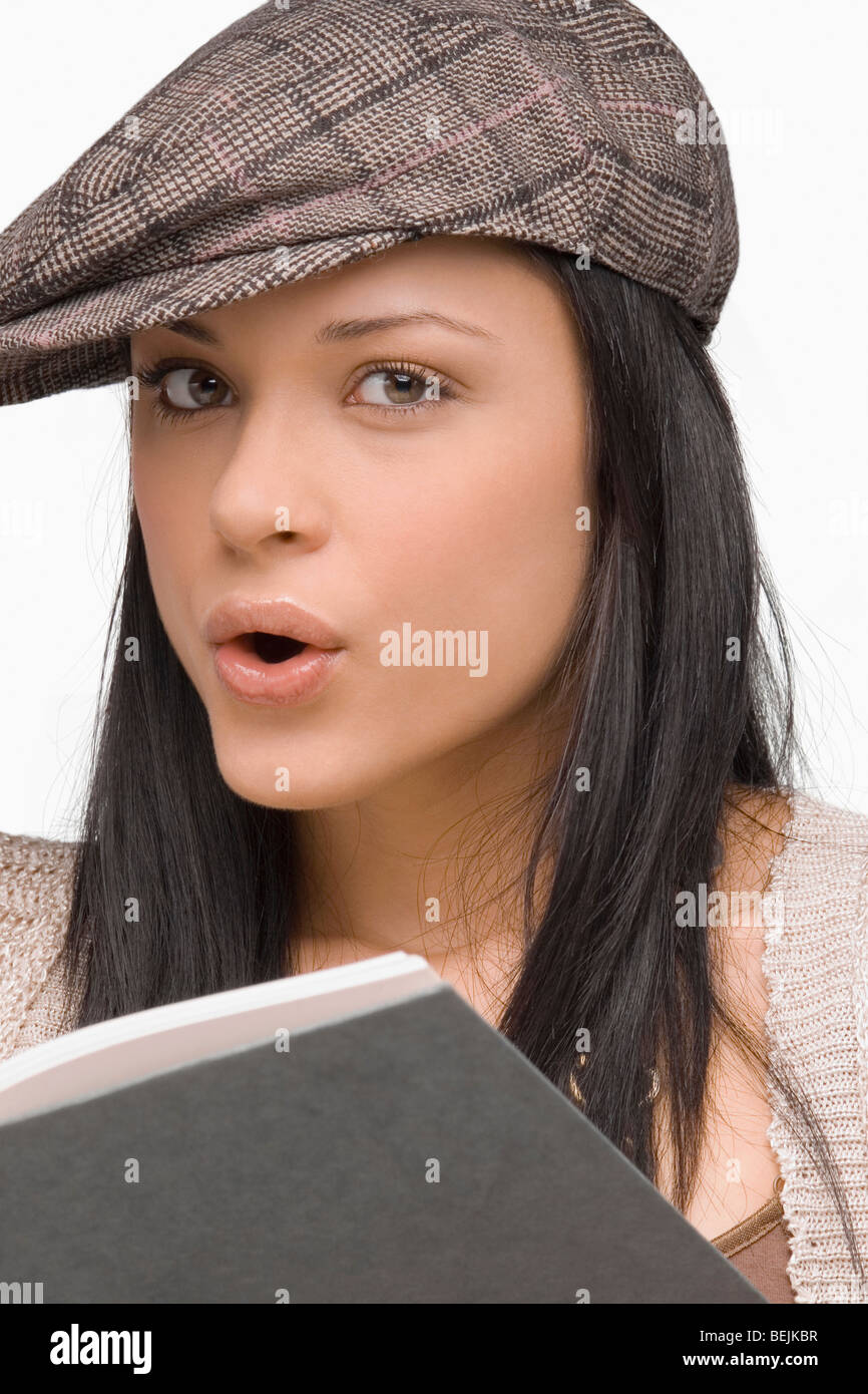 Young woman whistling portrait hi-res stock photography and images - Alamy