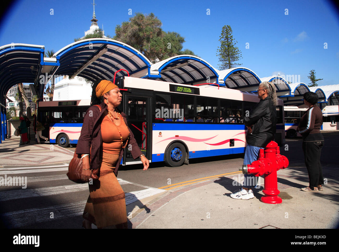 Bus station, Hamilton, Bermuda, Atlantic Ocean, Central America Stock ...