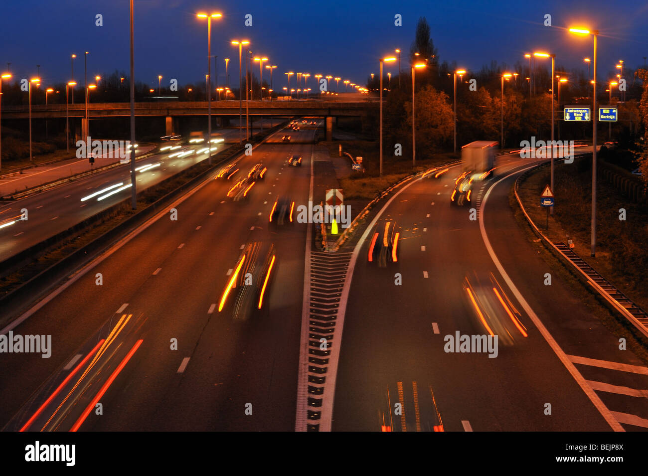 Cars on motorway during evening rush-hour, Belgium Stock Photo - Alamy