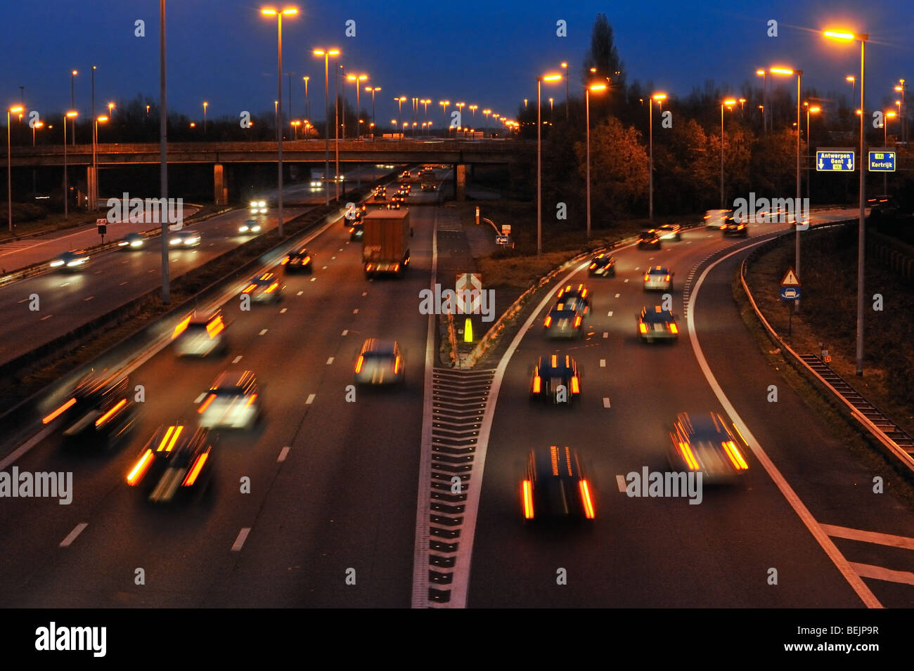 Cars on motorway during evening rush-hour, Belgium Stock Photo - Alamy