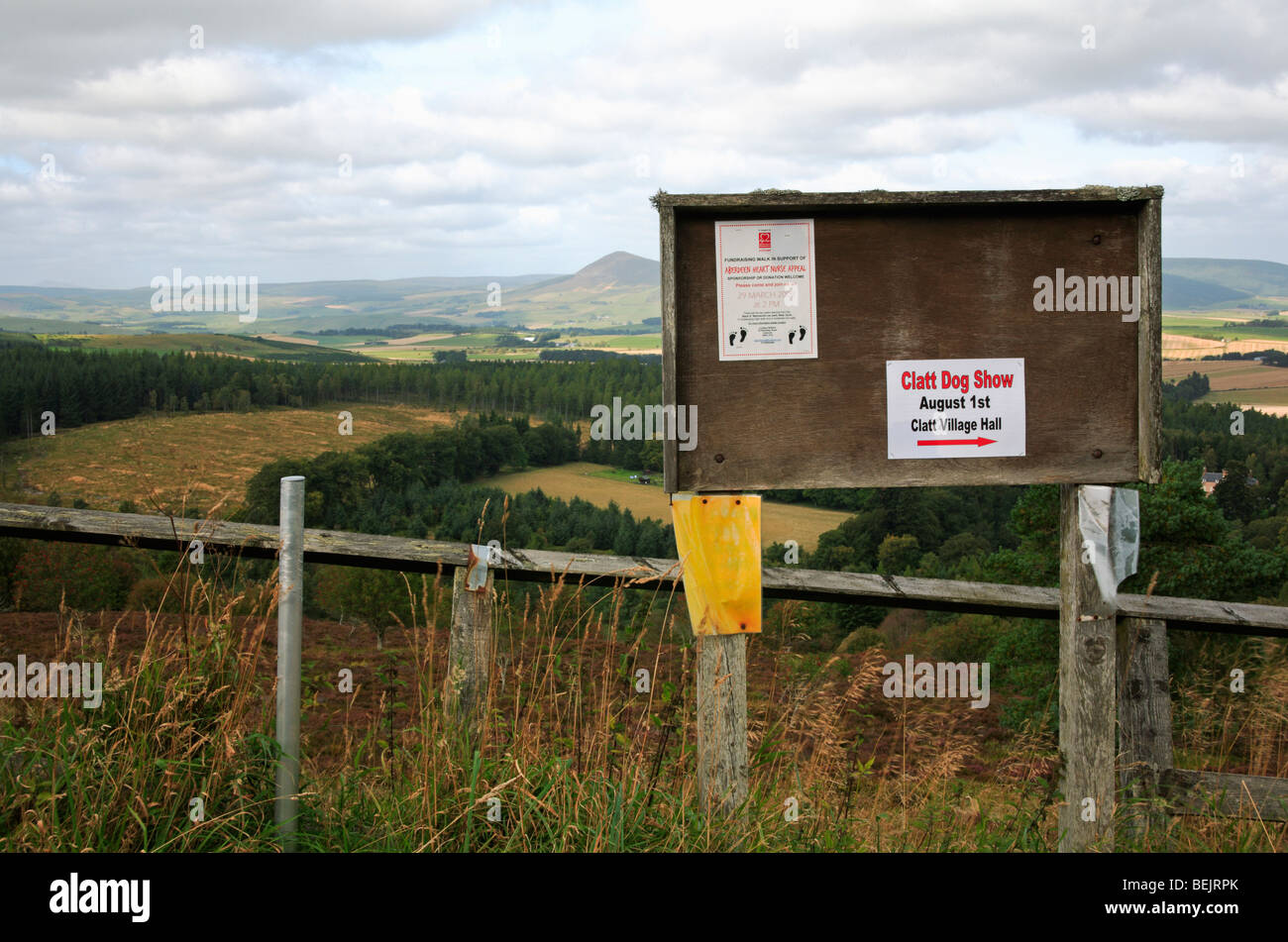 Rural noticeboard in a remote location near Clatt, Aberdeenshire ...