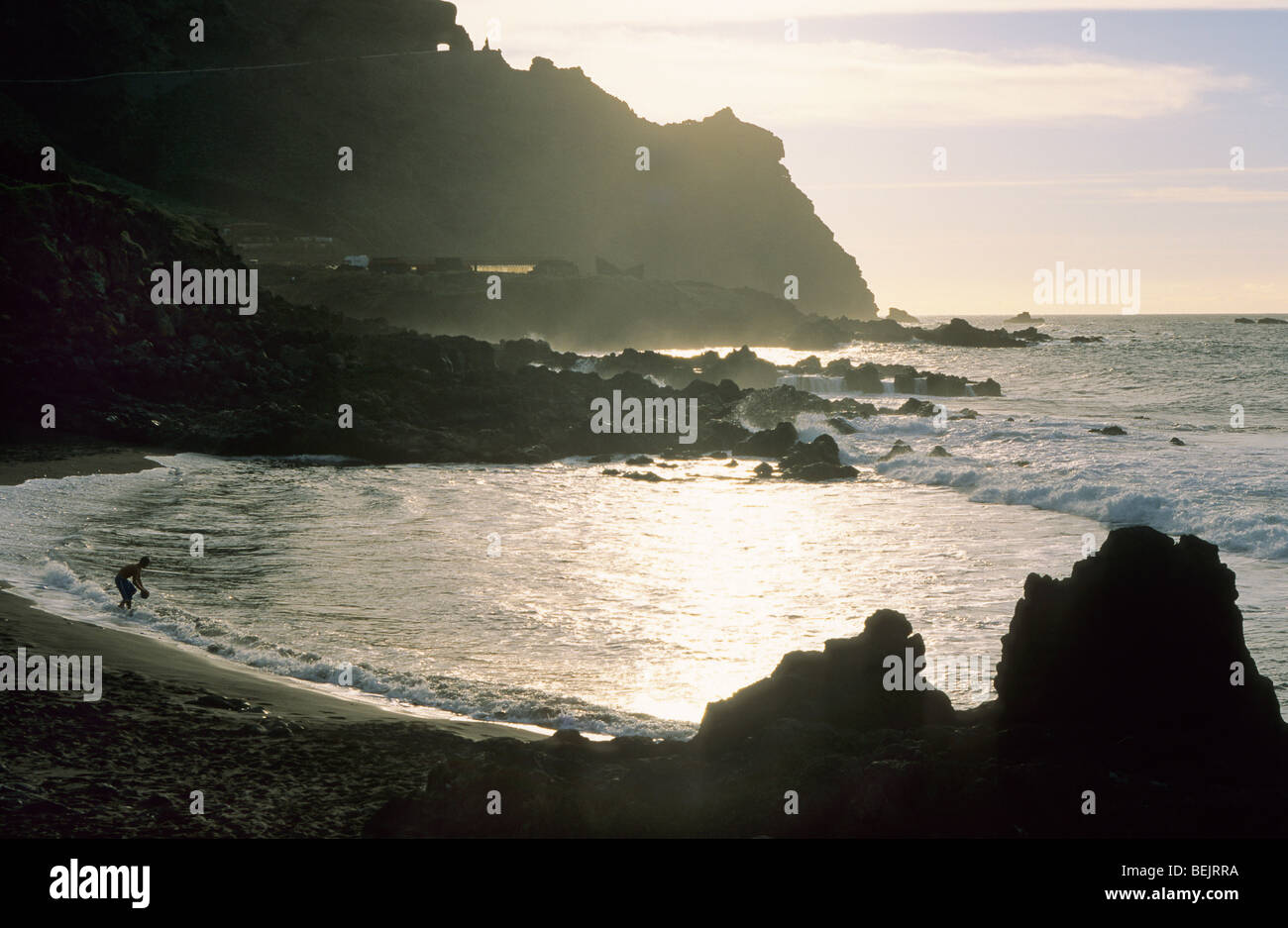 Sunset at Playa de la Arena beach, Tenerife island, Canary Islands ...