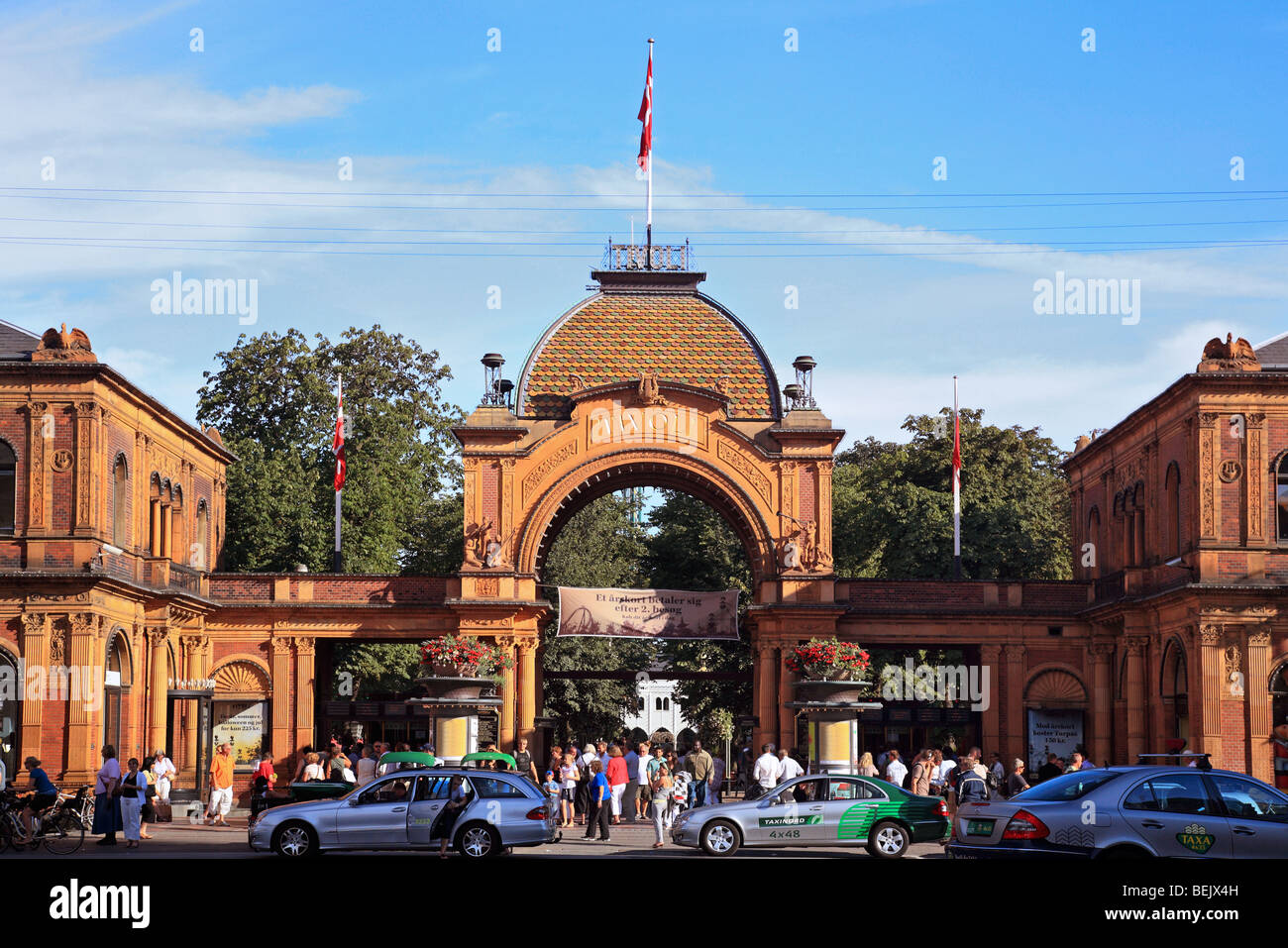 Entrance of the Tivoli gardens, a famous amusement park in Copenhagen ...