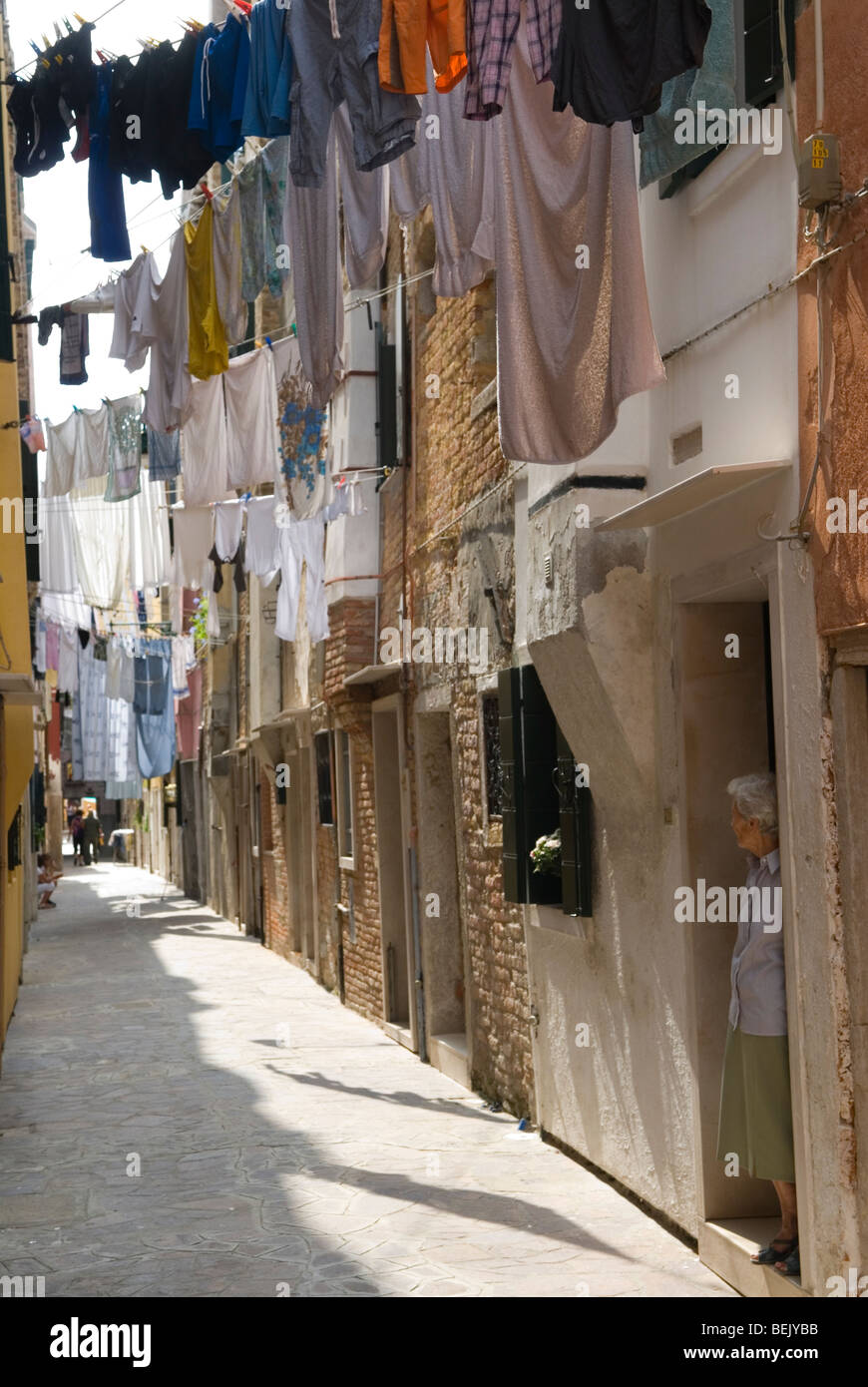 Venice laundry clothesline family washing hanging out to dry, public ...