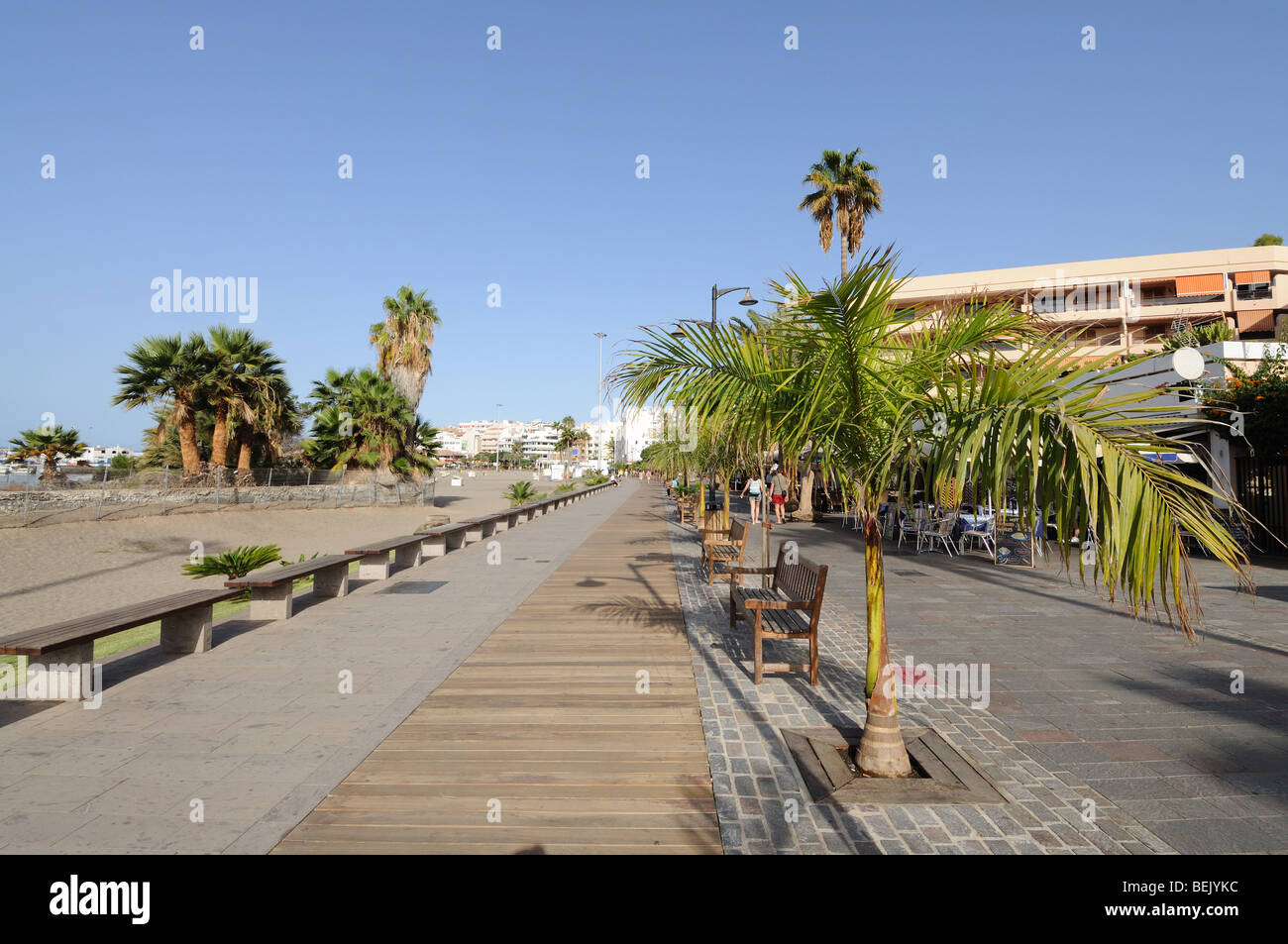 Promenade in resort Los Cristianos, Canary Island Tenerife, Spain Stock ...