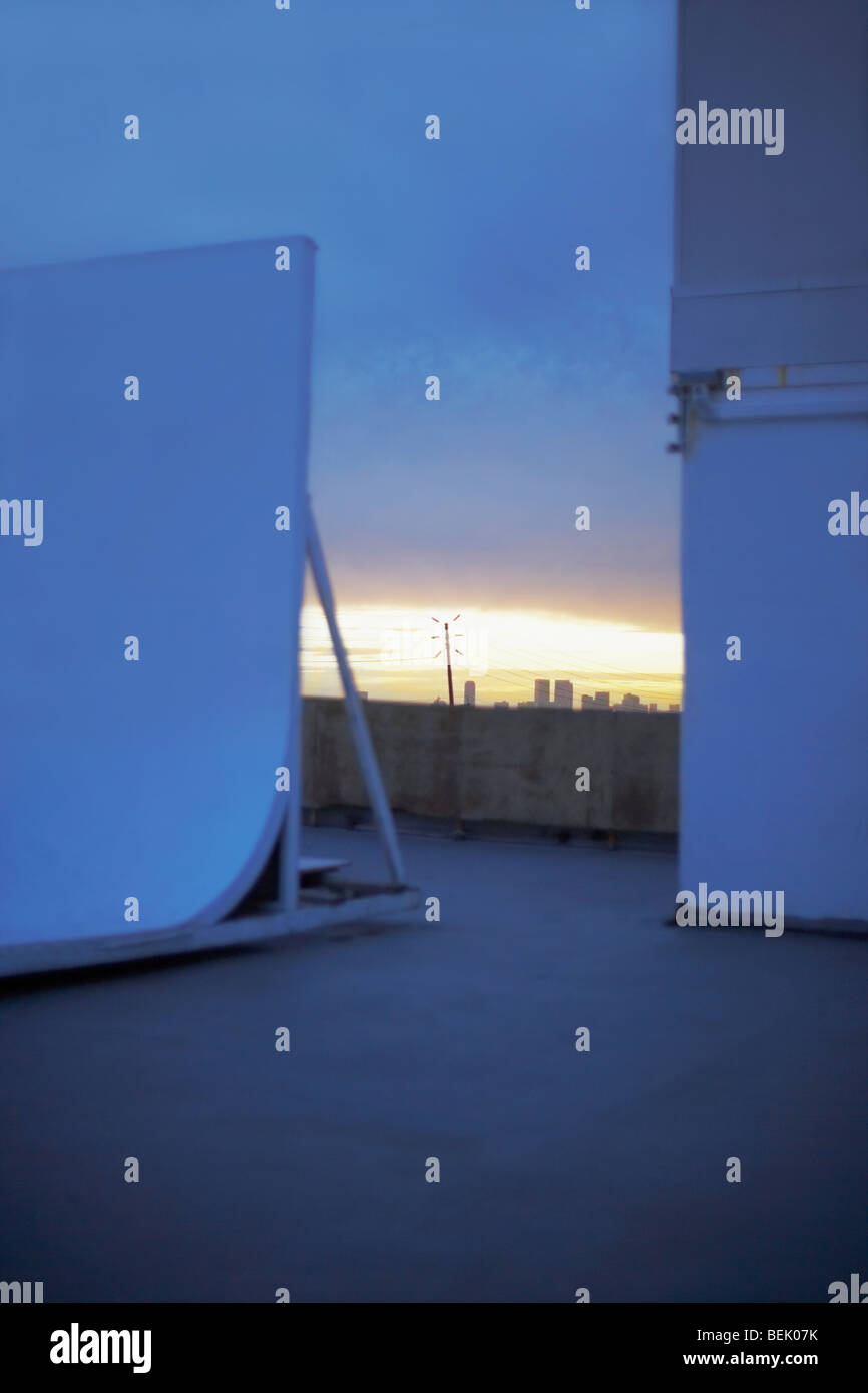 Containers in a terrace Stock Photo - Alamy