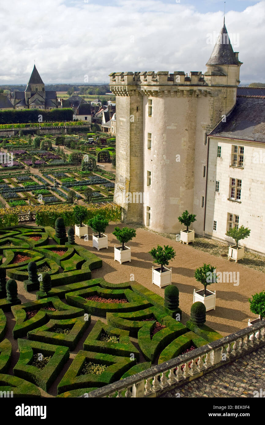 gardens of the Villandry Castle along the Loire, France Stock Photo - Alamy