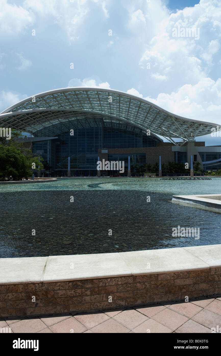 Swimming pool in front of a building, Puerto Rico Convention Center ...