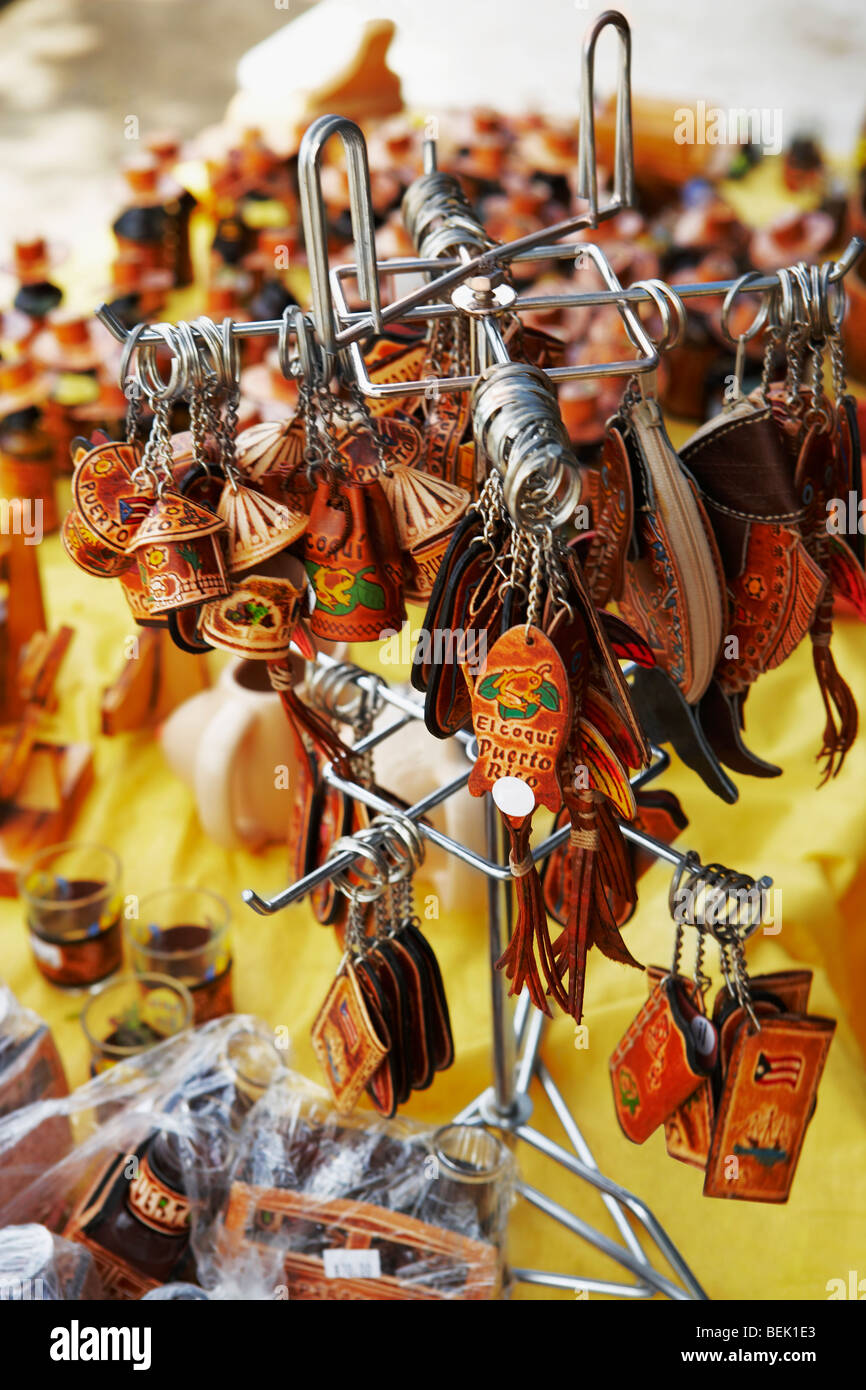 Close-up of key rings at a market stall, Puerto Rico Stock Photo - Alamy