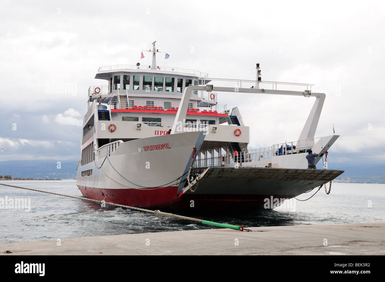 Ferry Baot leaving Eretria Harbour for Rafina on the mainland Greece ...